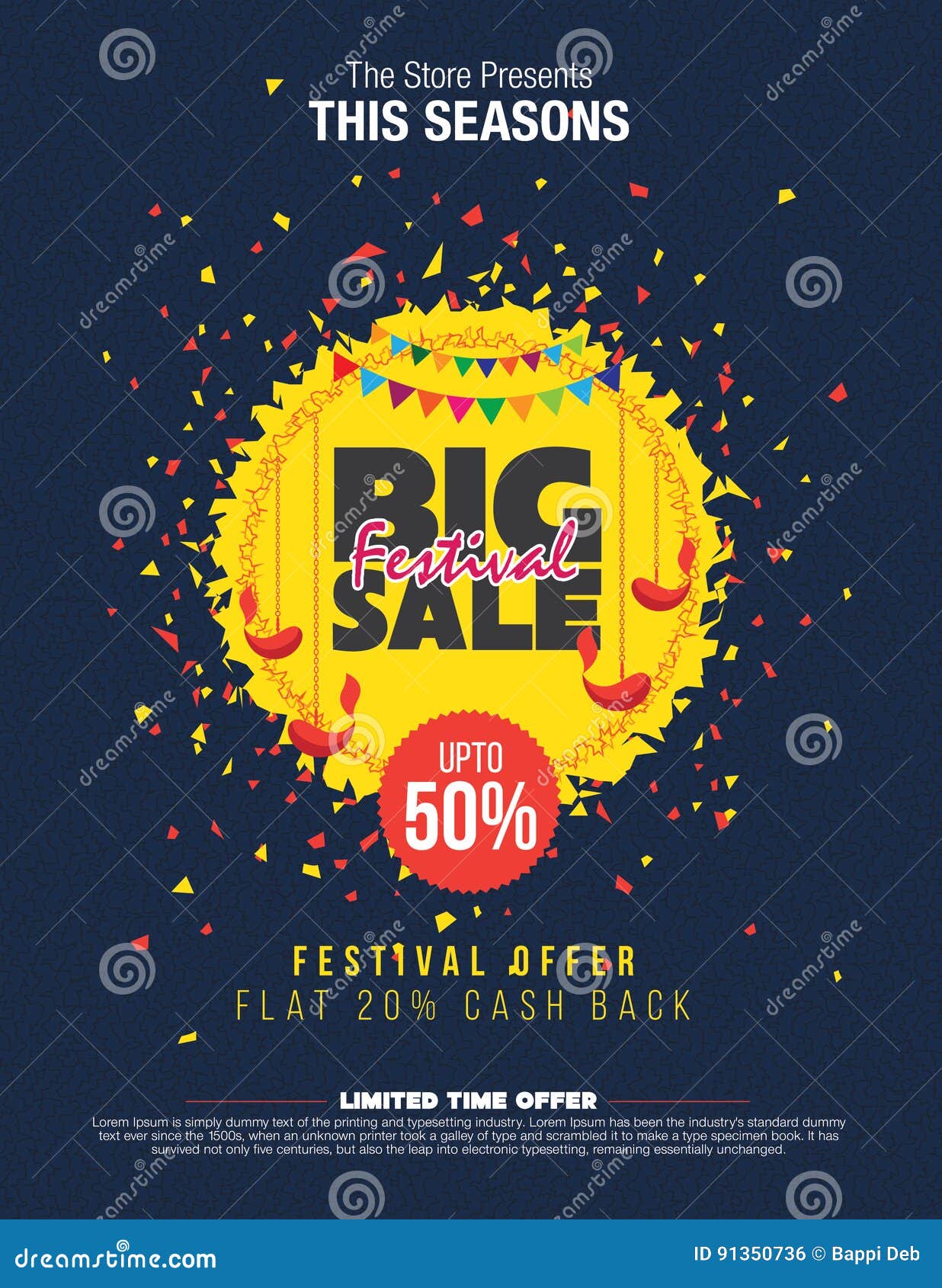 Festival Sale Template stock vector. Illustration of sale - 91350736