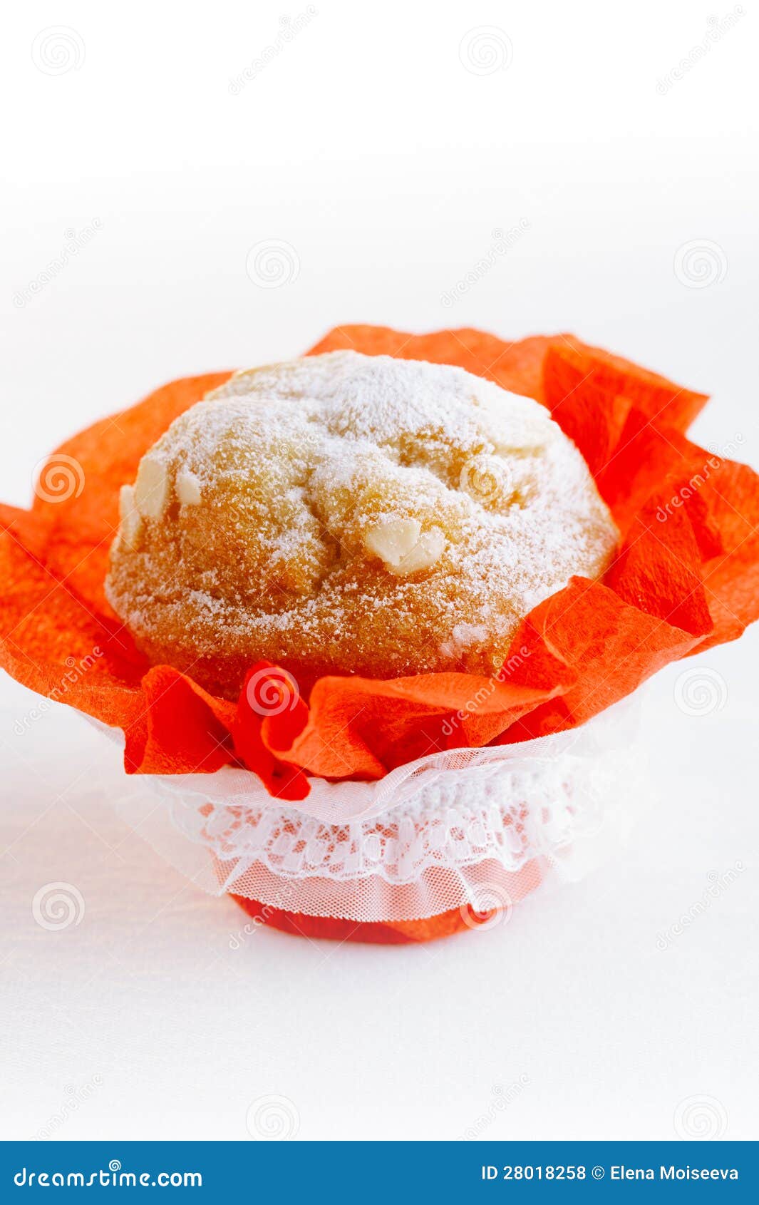 Festive Almond Muffin with Red Wrap Stock Photo - Image of sweet ...