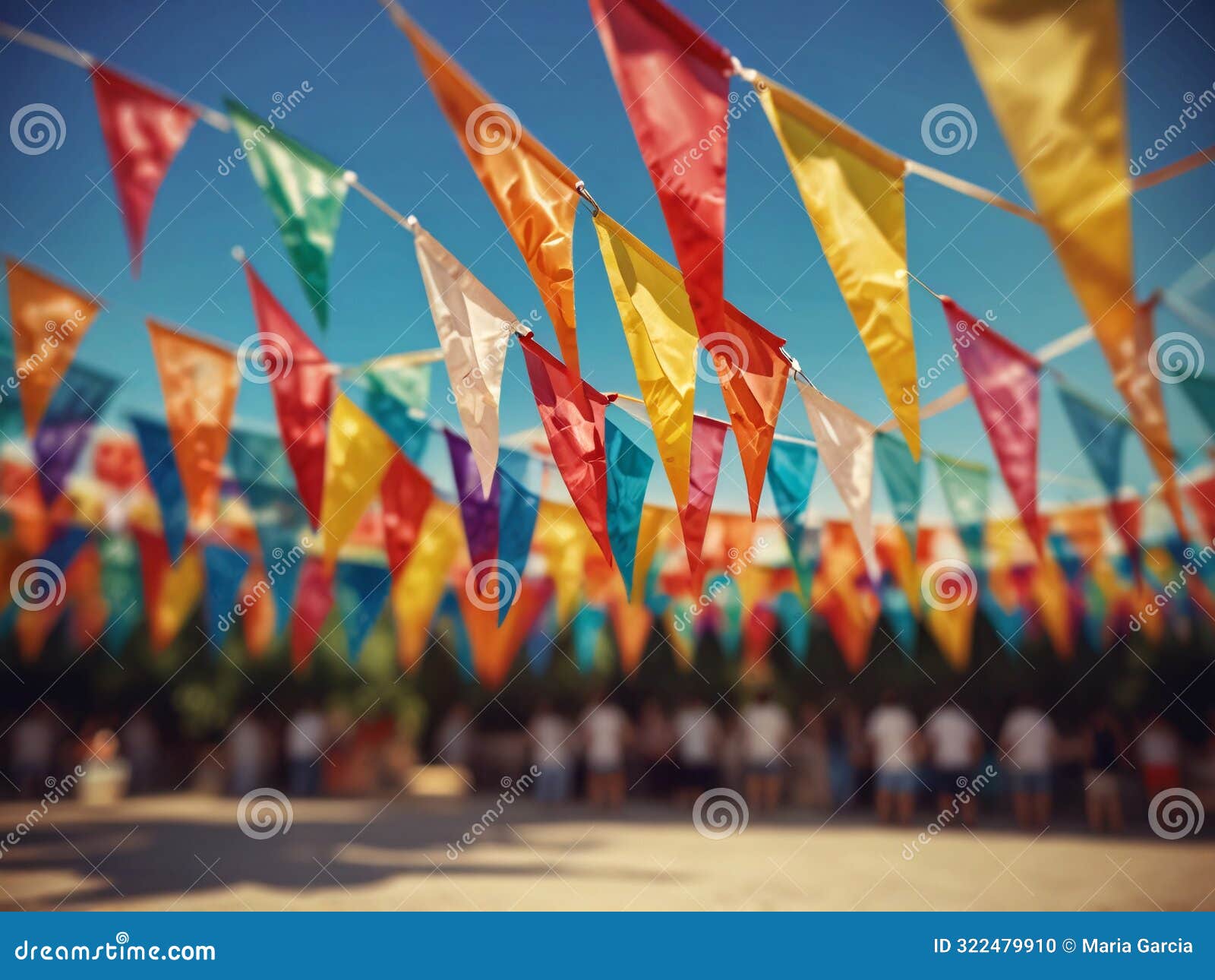 Ai Generated. Festive Background of Coloured Triangular Pennants ...