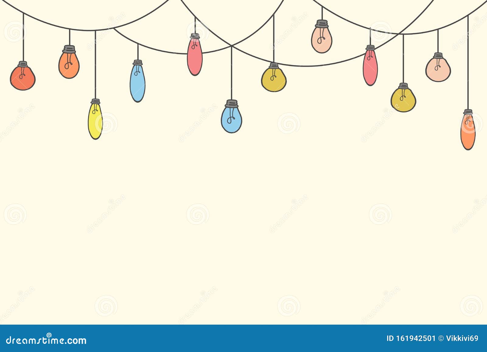 Festive Background with Light Bulbs. Vector Illustration in Doodle ...