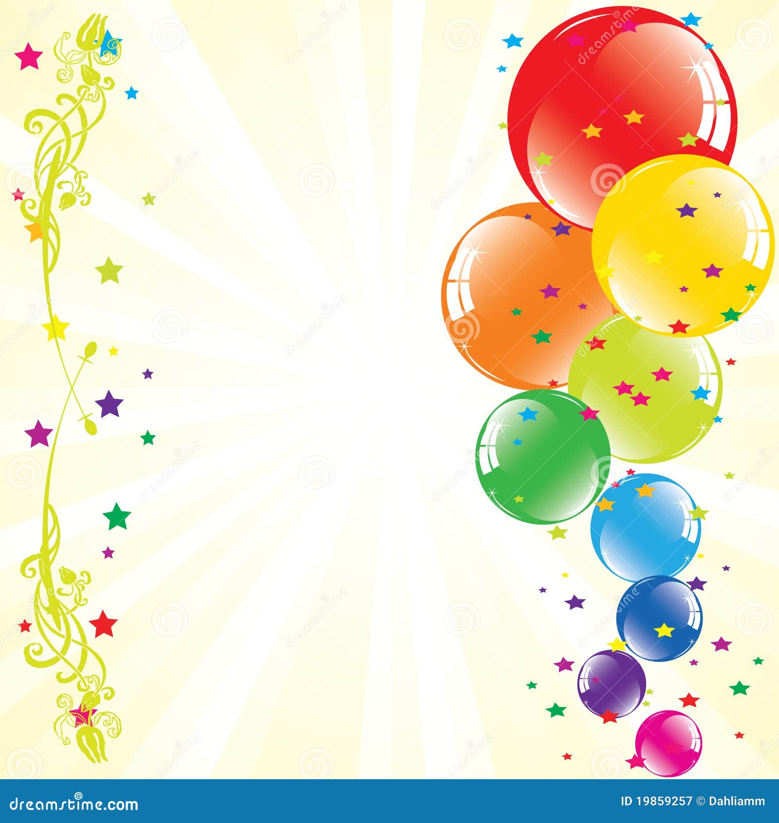 Festive Balloons and Light-burst Stock Vector - Illustration of border ...