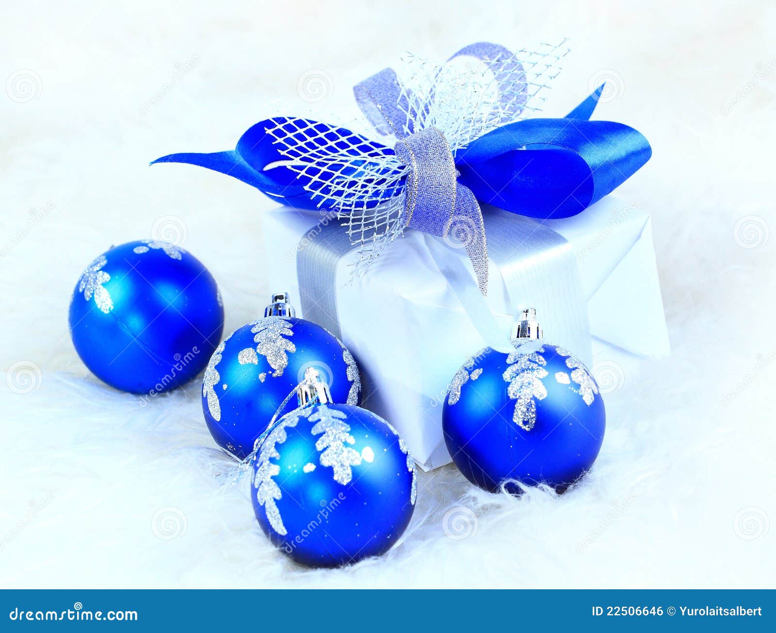 Festive Balls with Gift Box Stock Photo - Image of seasonal, ornament ...