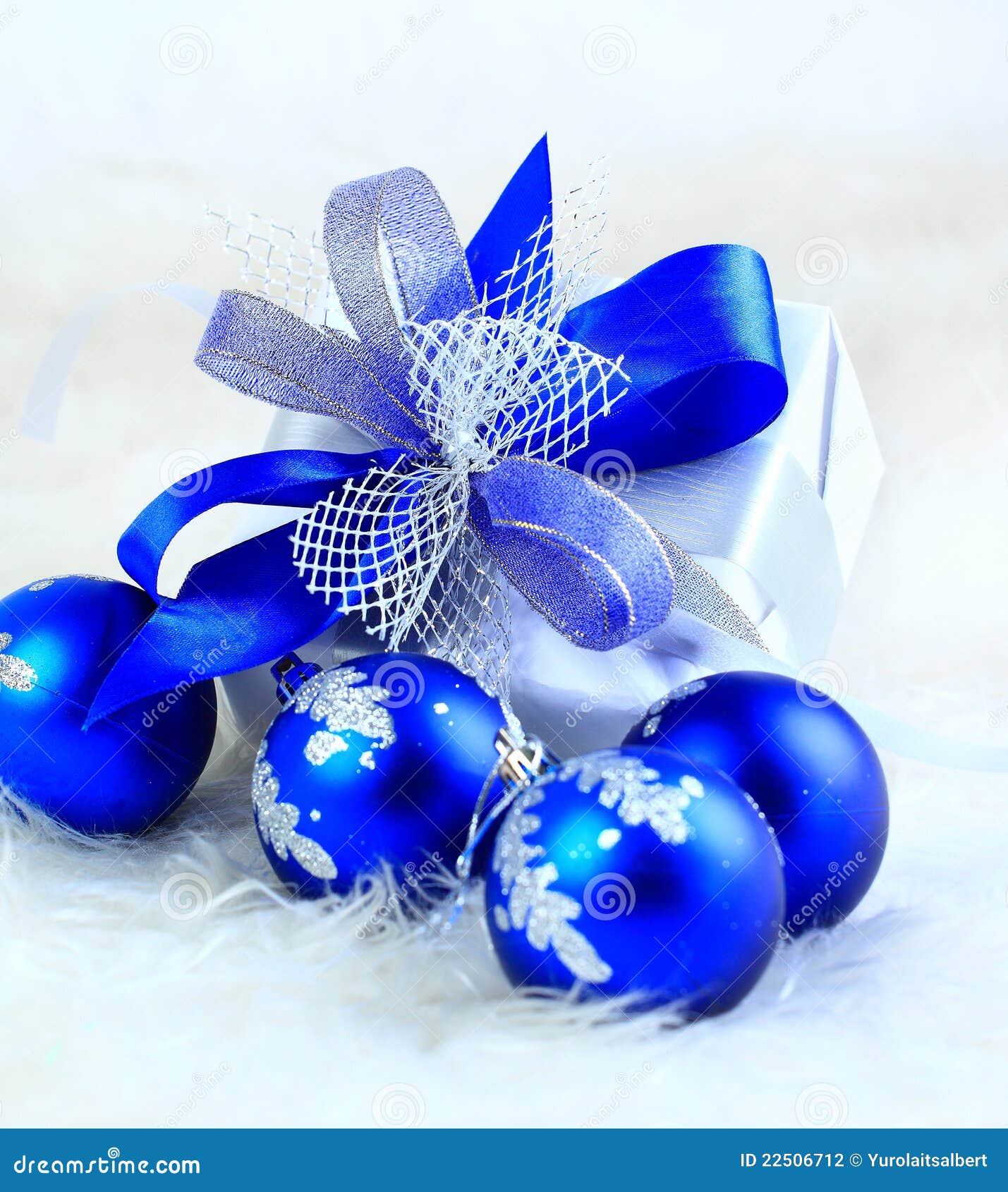 Festive Balls with Gift Box Stock Photo - Image of color, object: 22506712