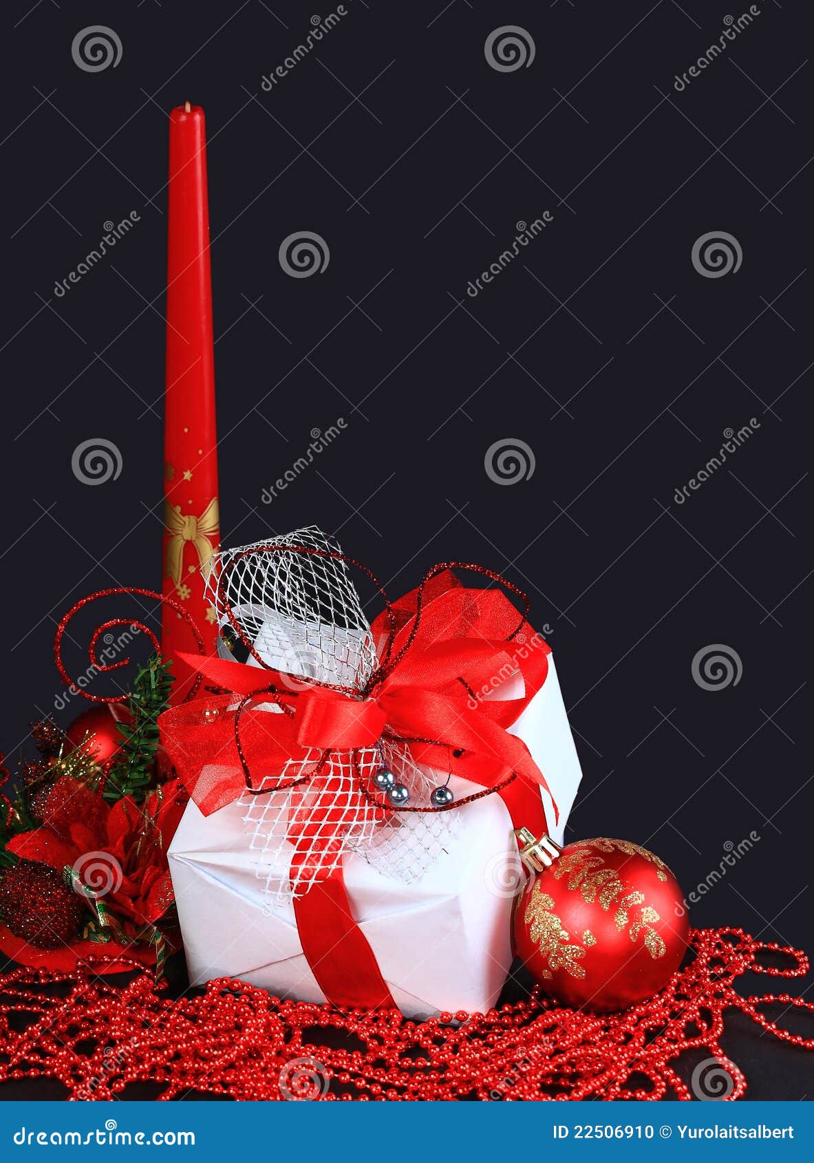 Festive Balls with Gift Box Stock Photo - Image of ball, celebration ...