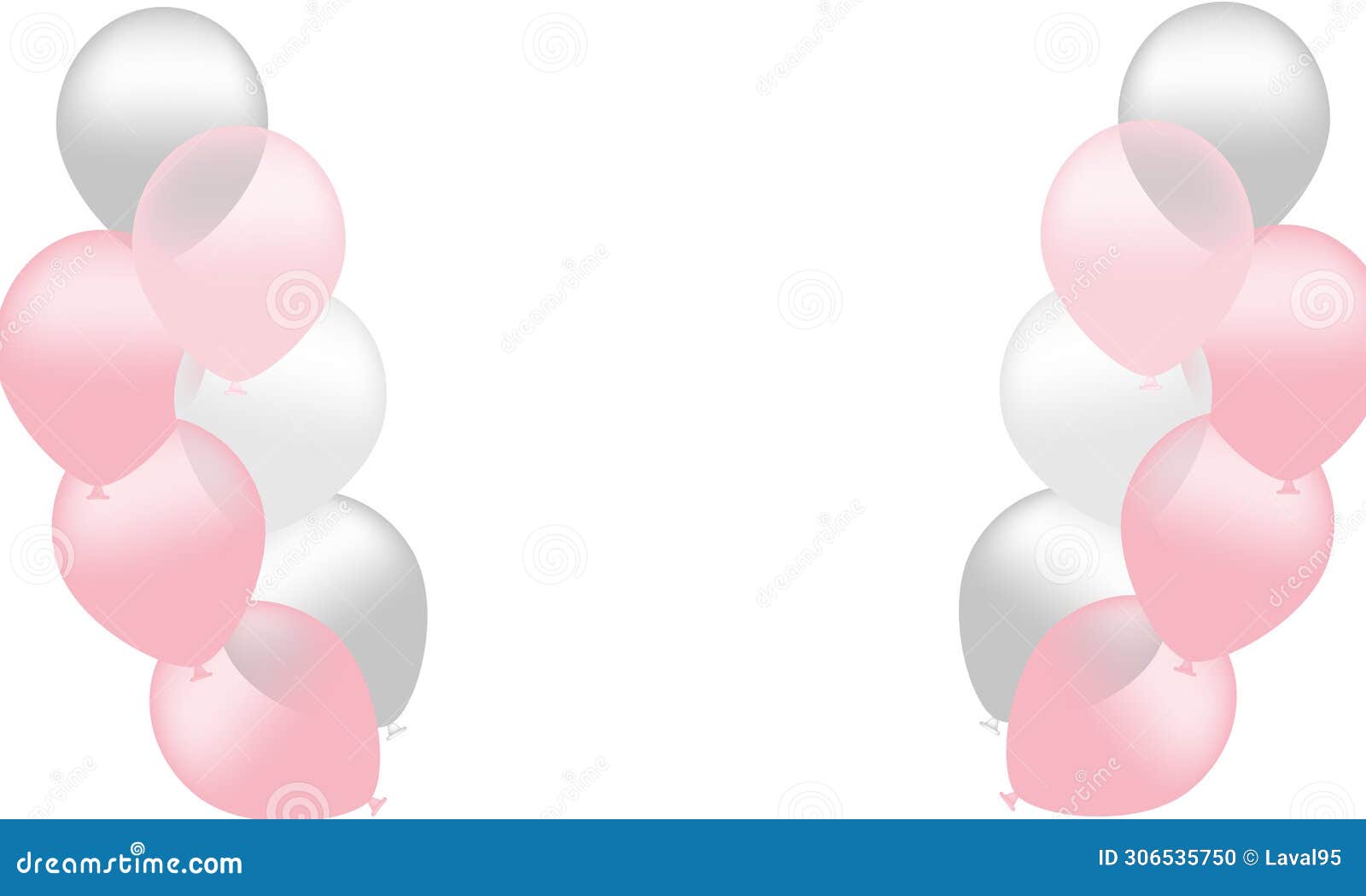 Festive Banner with Pink Confetti and Balloons Stock Photo ...