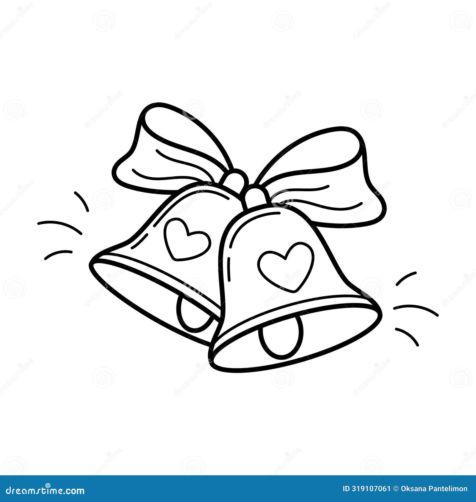 Festive Bells. Wedding Item. Simple Linear Hand Drawn Illustration ...
