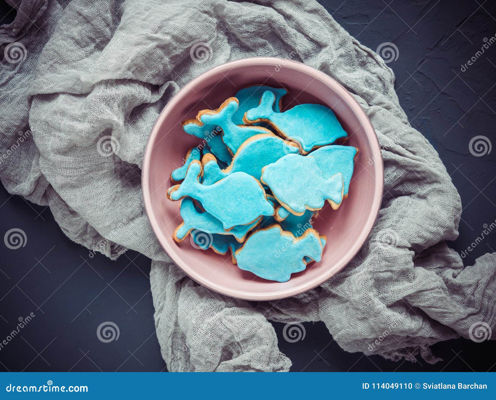 Festive Biscuits in the Form of Dolphins and Fish Stock Photo - Image ...