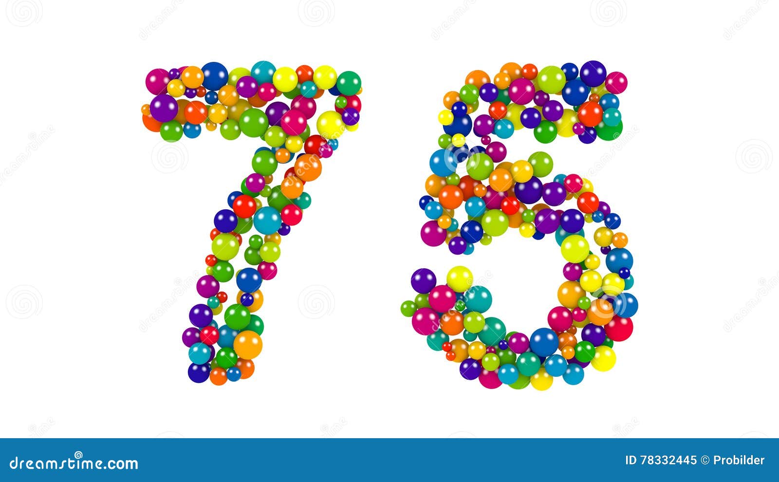 Festive Brightly Colored Number Seventy-five, 75 Stock Illustration ...