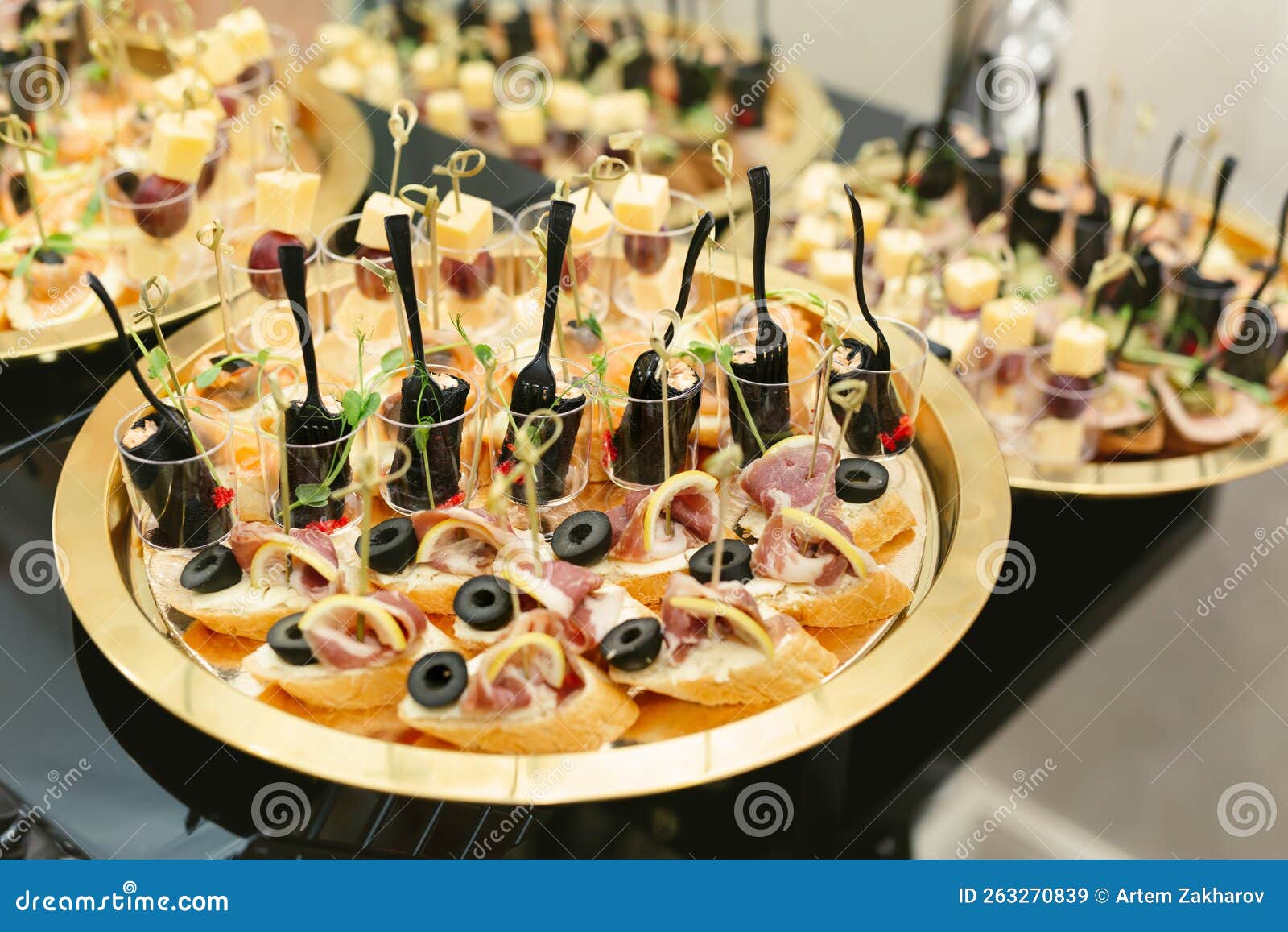 Festive Buffet. Assortment of Cold Cuts and Canapes Stock Image - Image ...