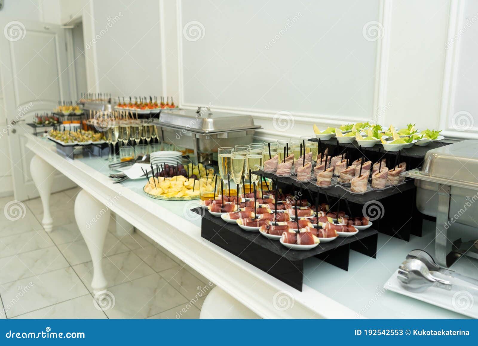 Festive Buffet Table with Many Snacks and Appetizers Stock Image ...