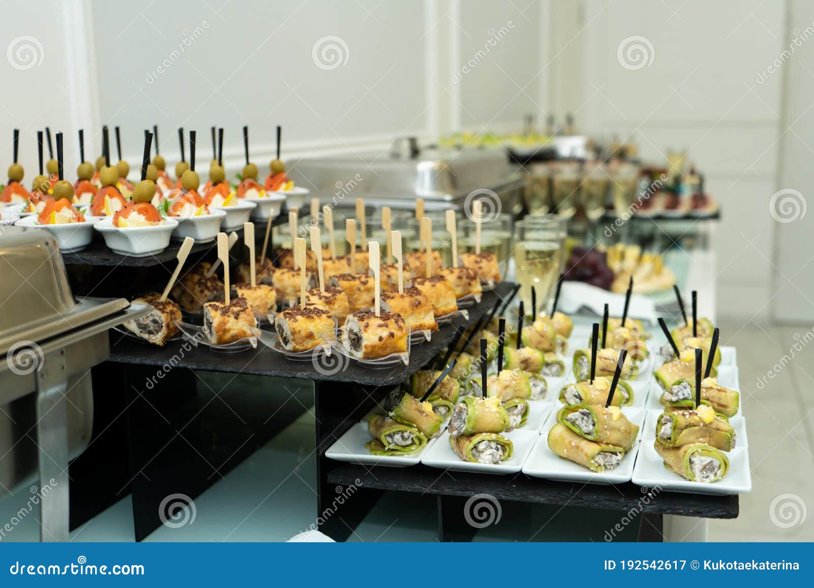 Festive Buffet Table with Many Snacks and Appetizers Stock Image ...