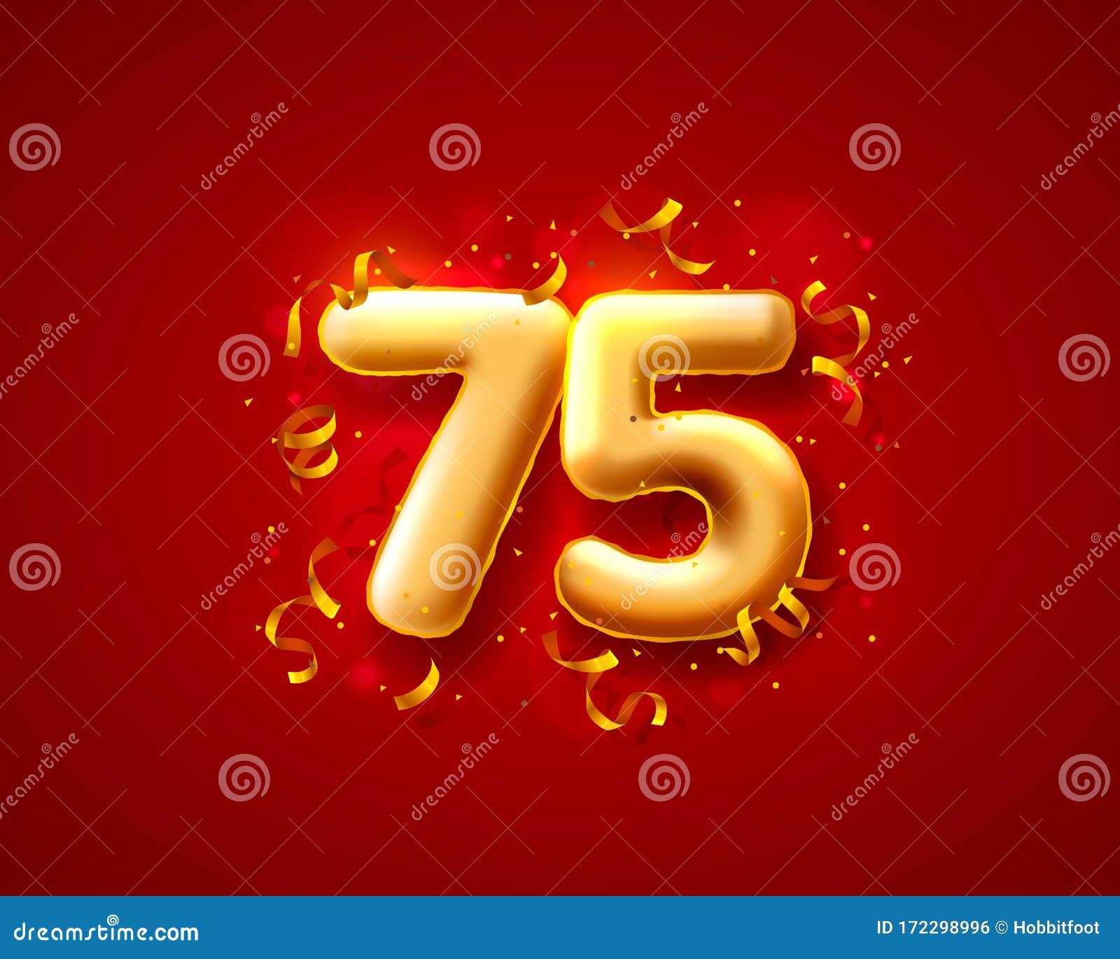 Festive Ceremony Balloons, 75th Numbers Balloons. Vector Stock Vector ...