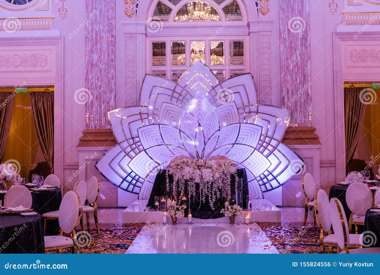 Festive Chic Interior Decor Inside Luxury Hall Pink Stock Photo - Image ...