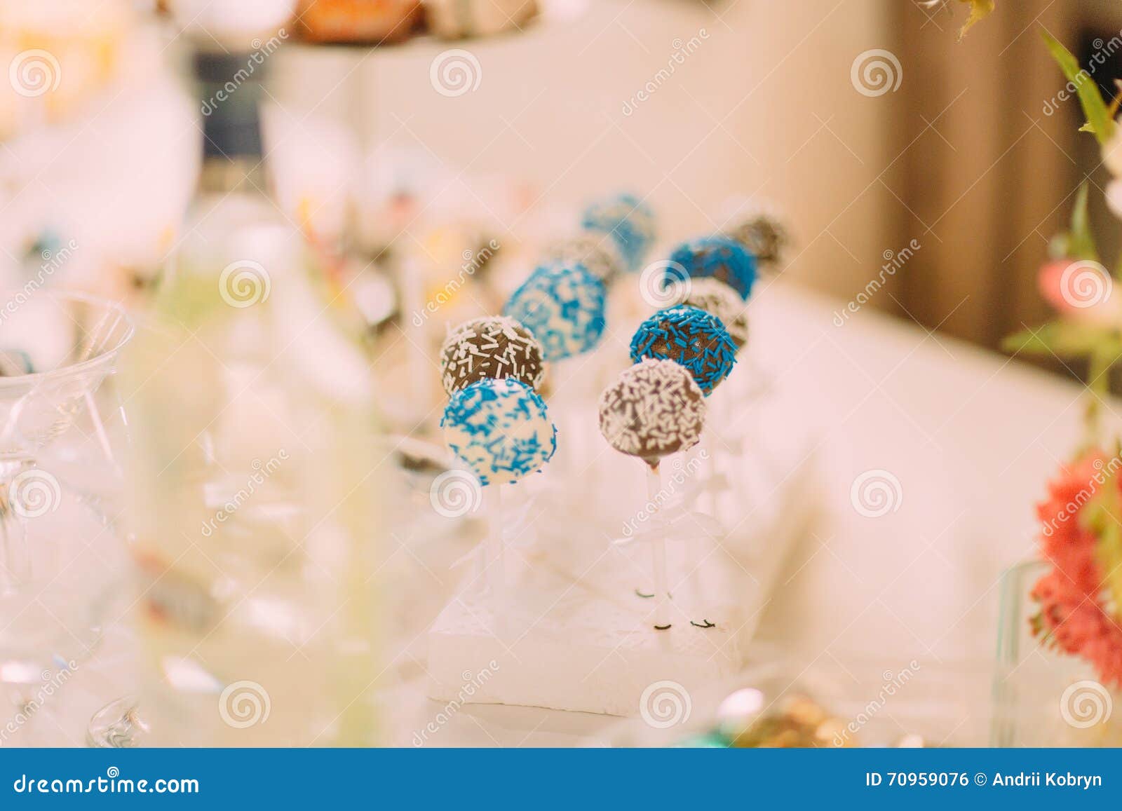 Festive Chocolate Cake Pops with Candy Sprinkles Close-up on the Table ...