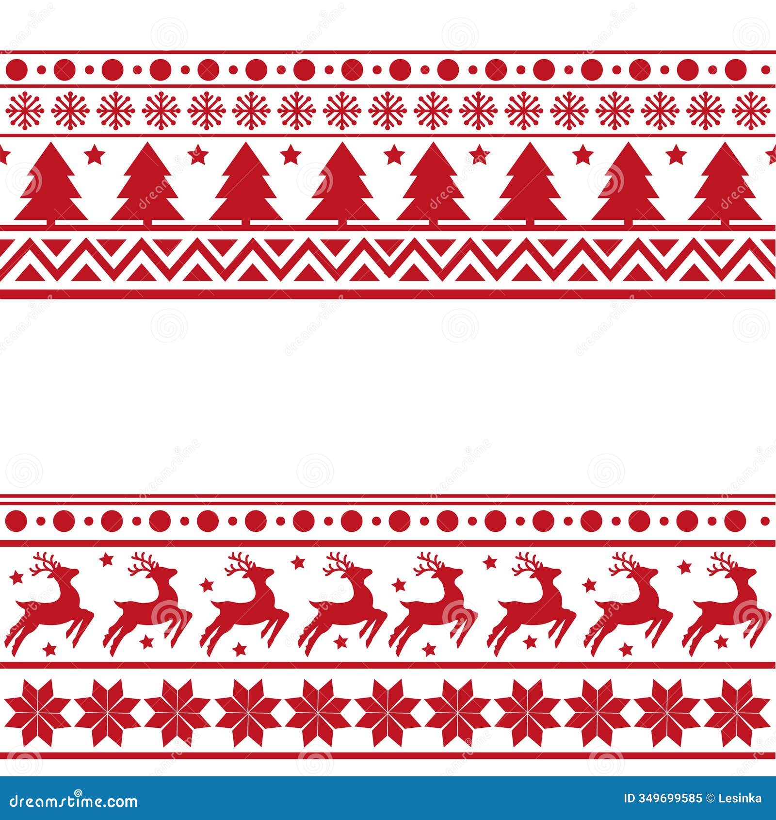 Festive Christmas Border Frame with Reindeer in Scandinavian Style ...