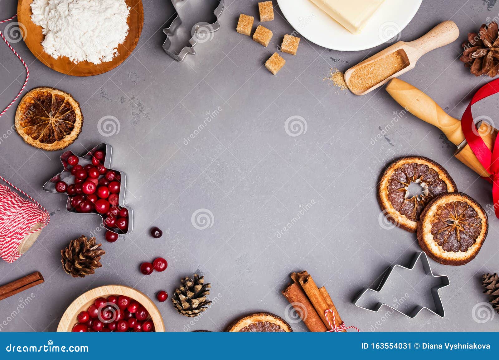 Festive Christmas Frame with Baking Tools and Ingredients. Stock Image ...