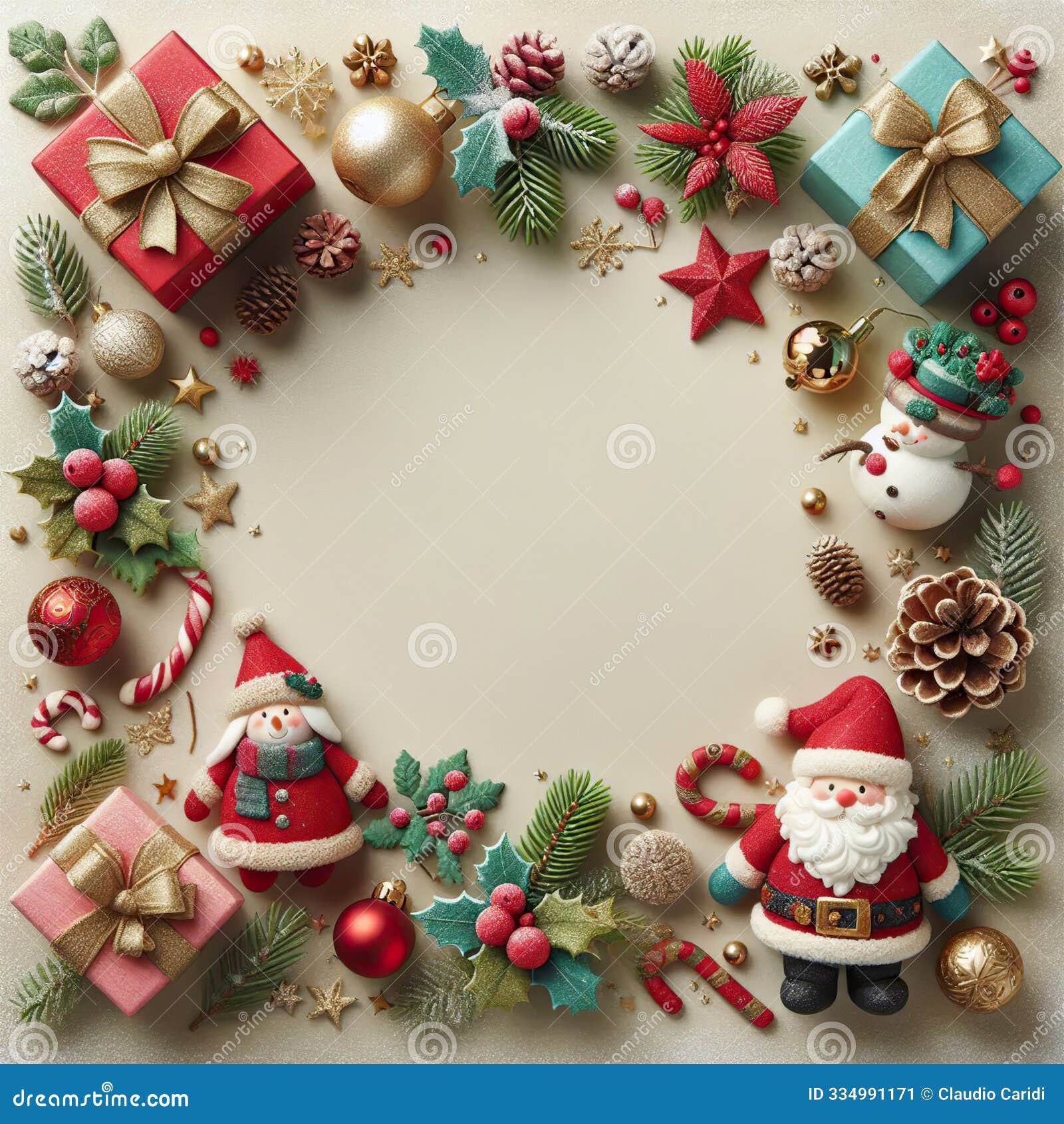 A Festive Christmas Frame Featuring Some Christmas Traditional ...