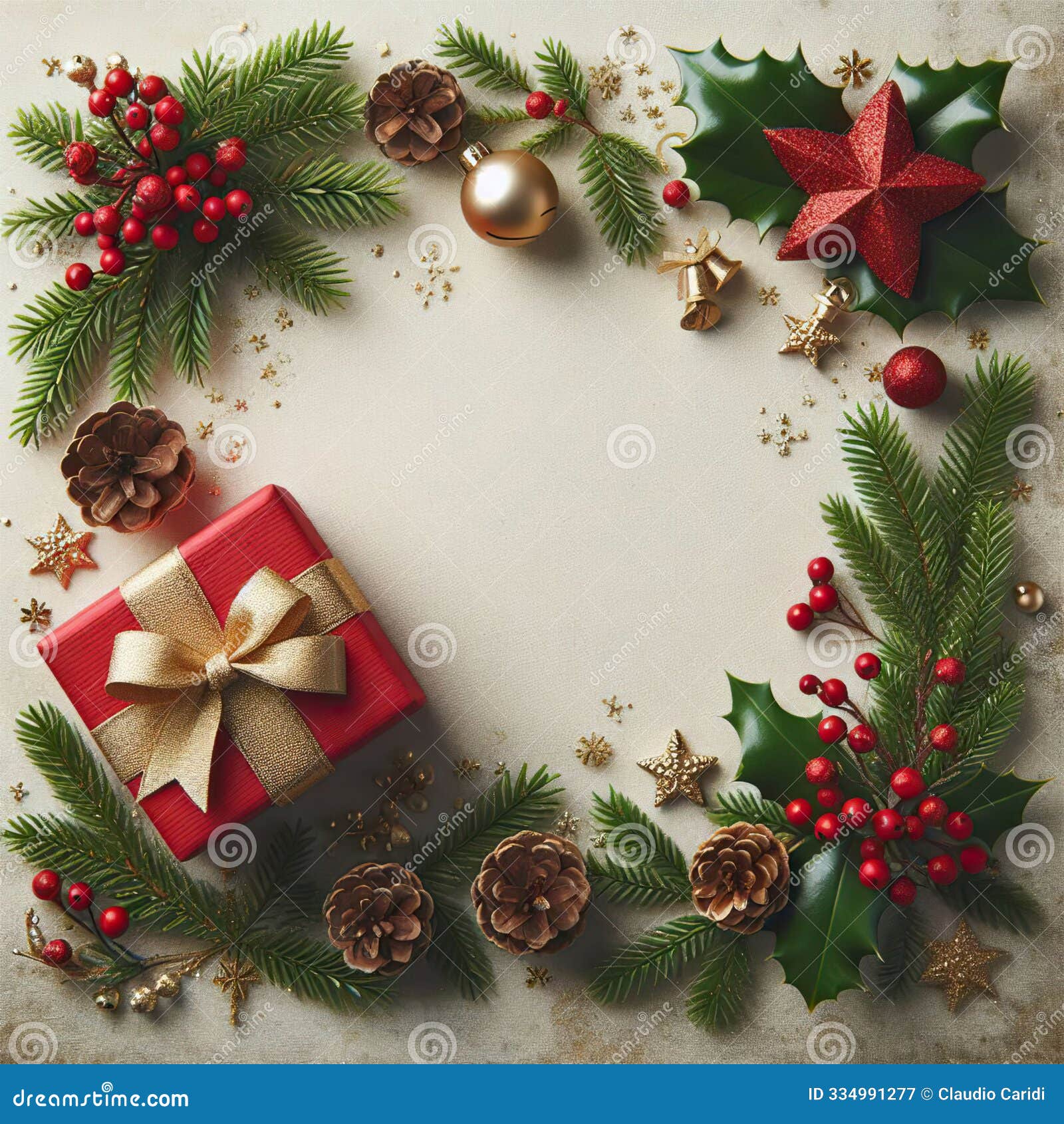 A Festive Christmas Frame Featuring Some Christmas Traditional ...