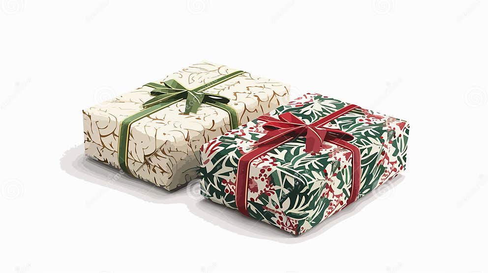 Festive Christmas Gift Craft Wrapped Colored Illustration for Creative ...