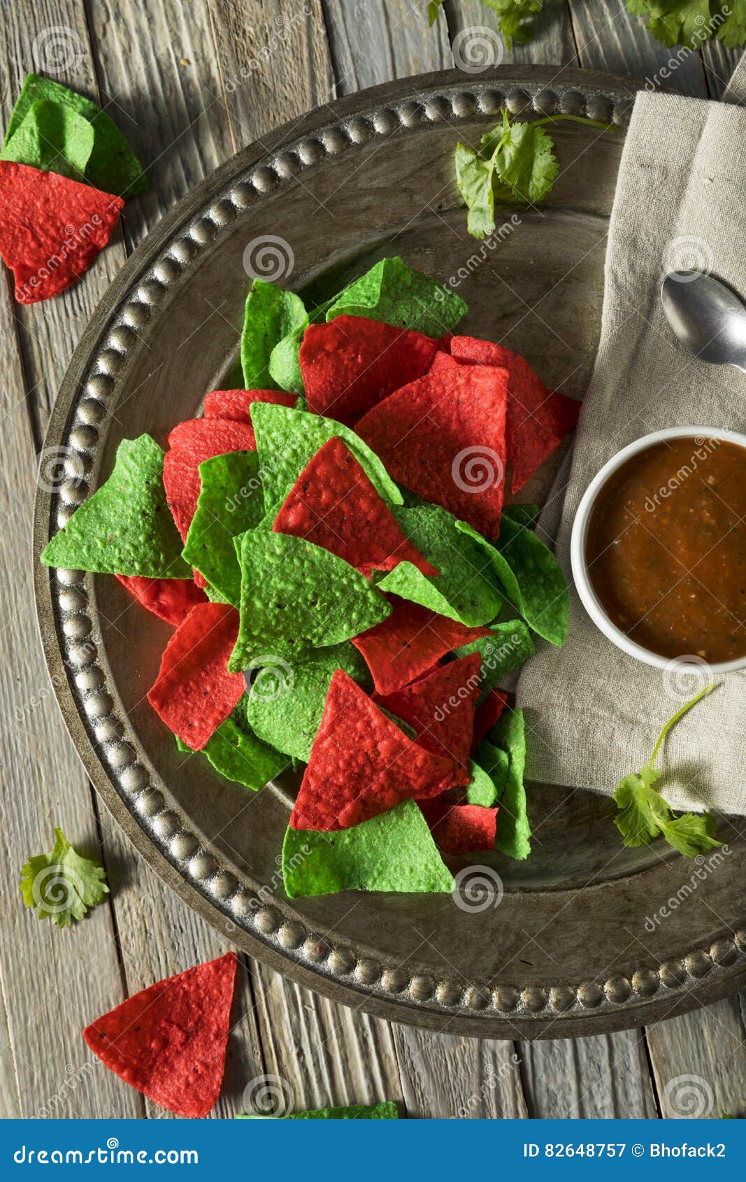 Festive Christmas Green and Red Tortilla Chips Stock Image - Image of ...