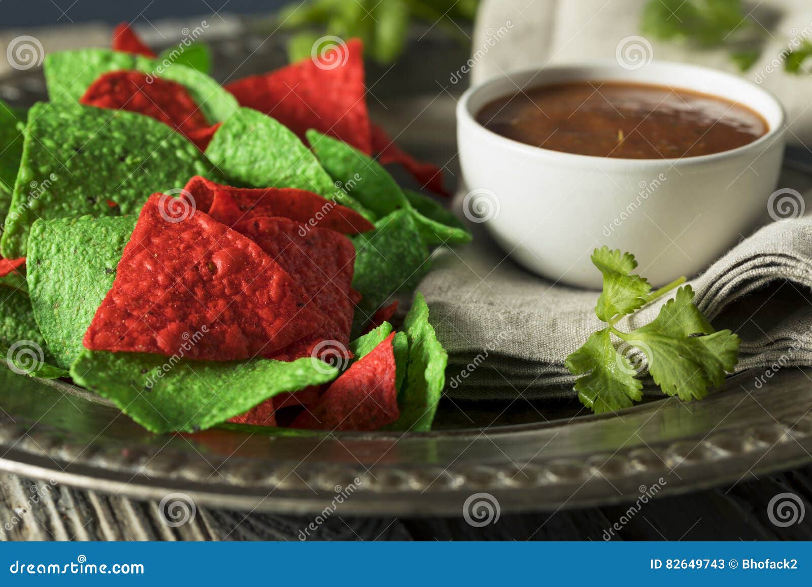 Festive Christmas Green and Red Tortilla Chips Stock Image - Image of ...