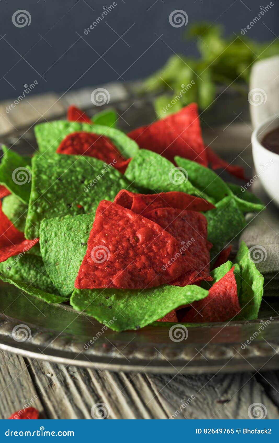 Festive Christmas Green and Red Tortilla Chips Stock Image - Image of ...