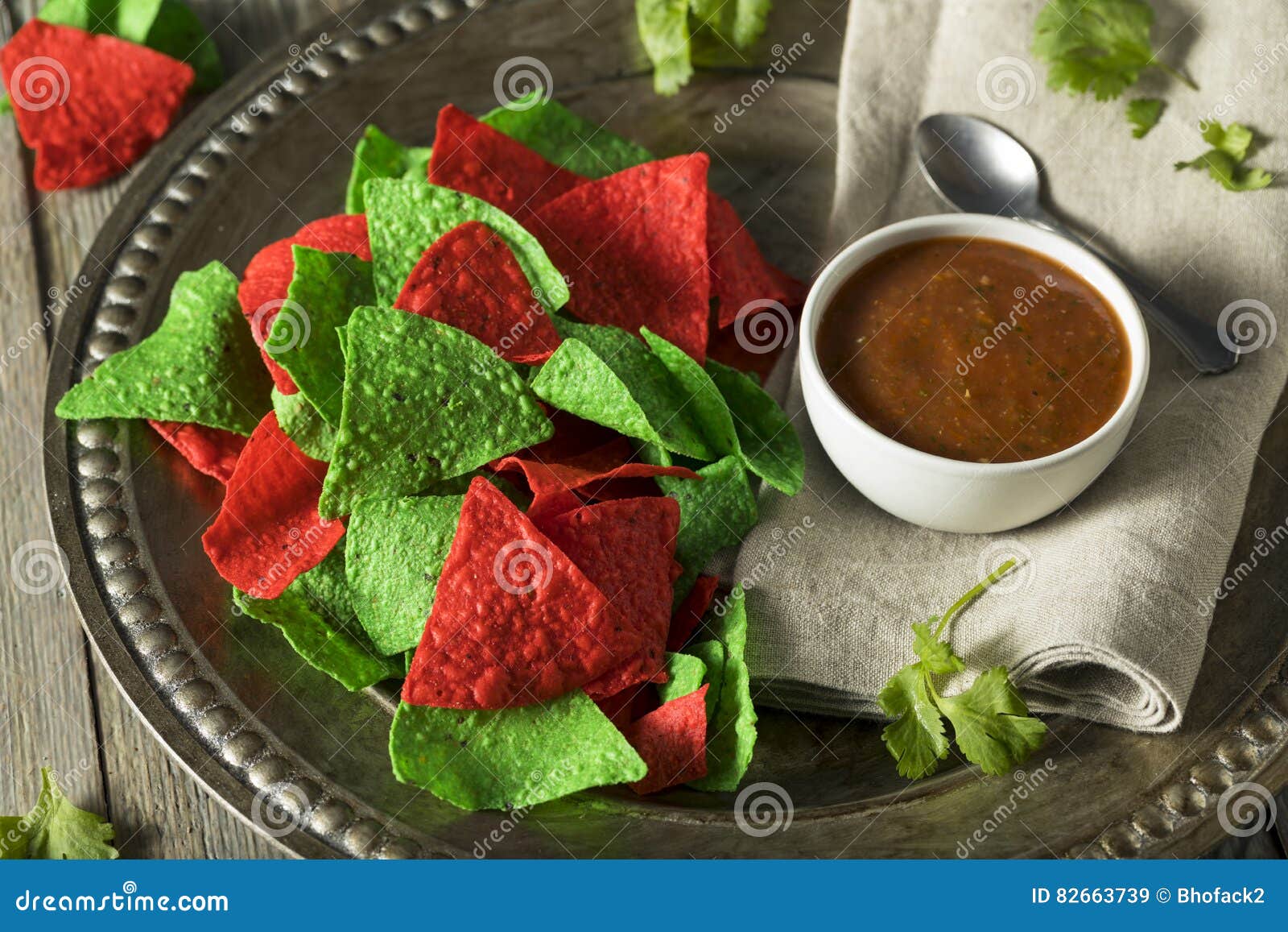 Festive Christmas Green and Red Tortilla Chips Stock Image - Image of ...