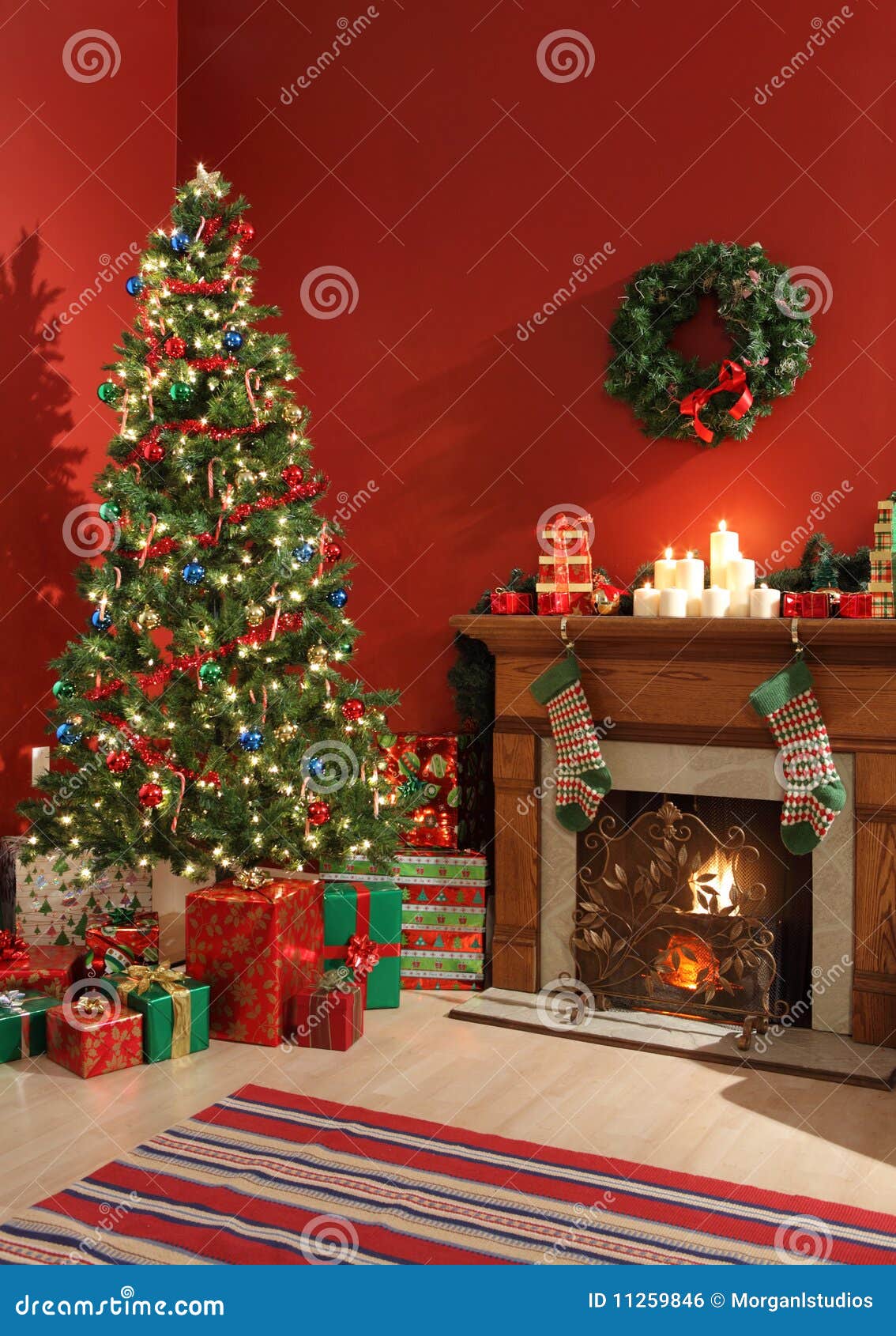 Festive christmas interior stock photo. Image of living - 11259846