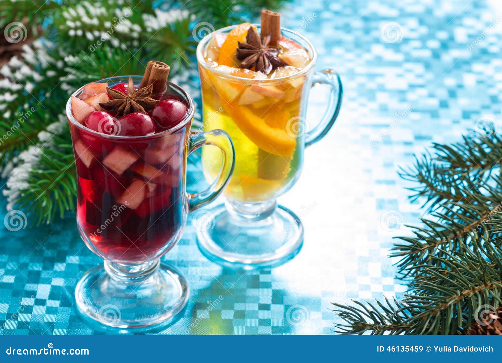 Festive Christmas Mulled Wine and Apple Cider Stock Image - Image of ...