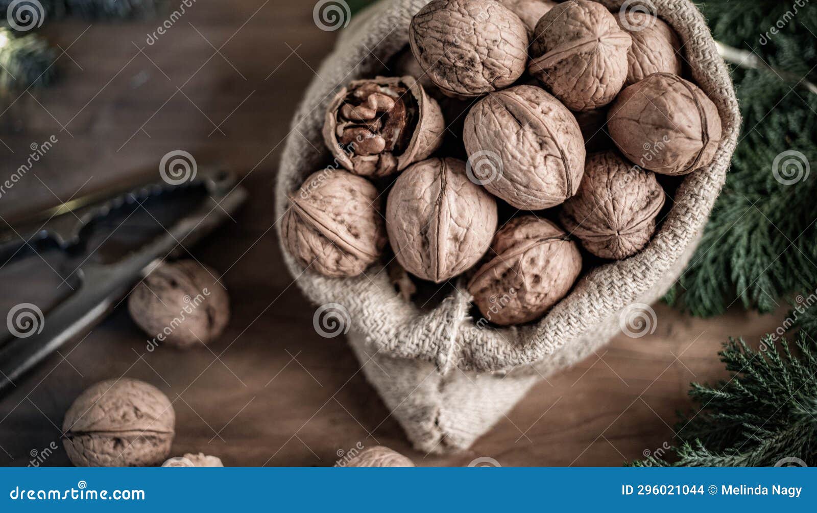 Festive Christmas Nuts Tumbling from a Burlap Bag Stock Photo - Image ...