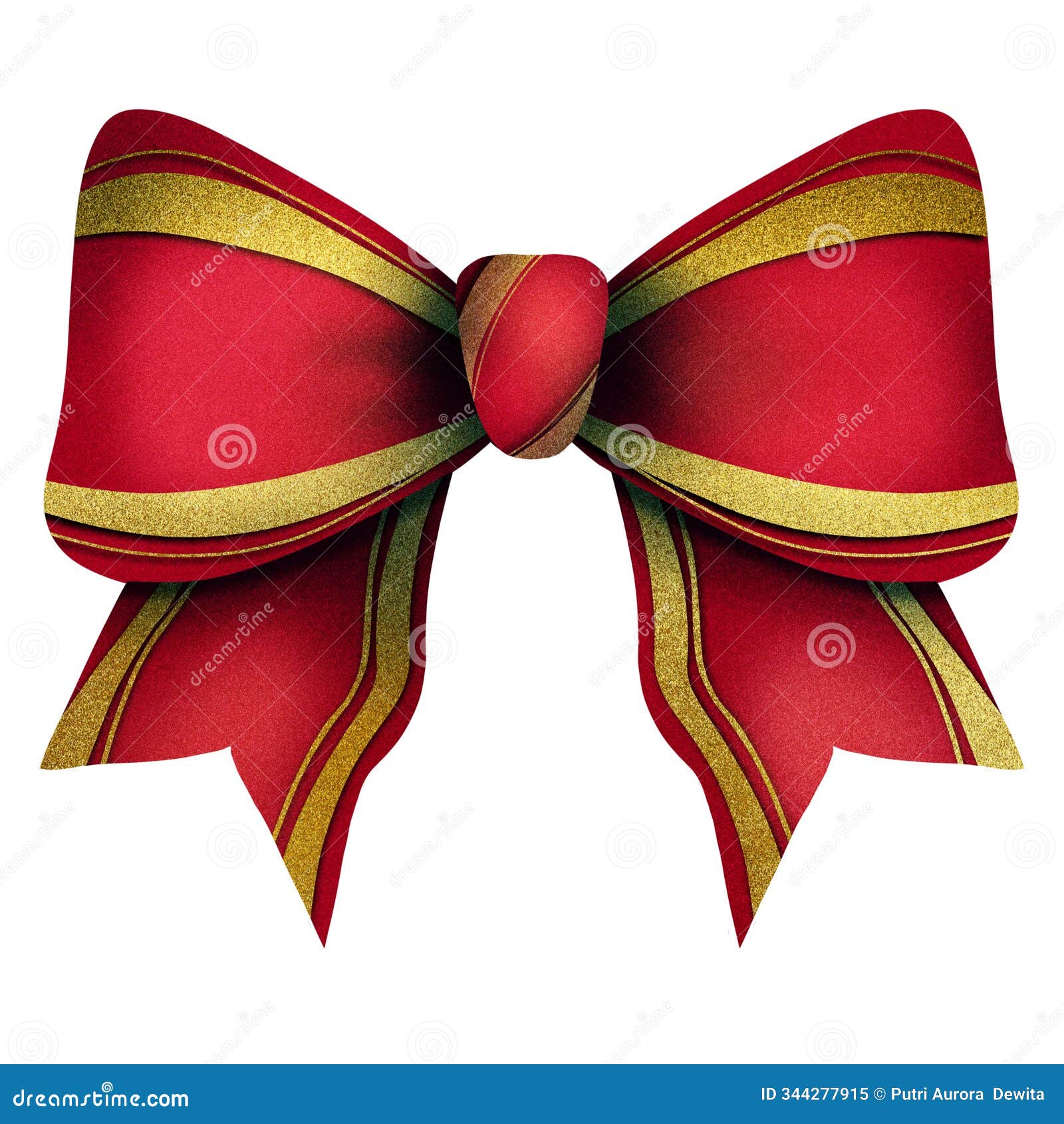 Festive Christmas Red and Gold Ribbon Bow Stock Image - Image of ...
