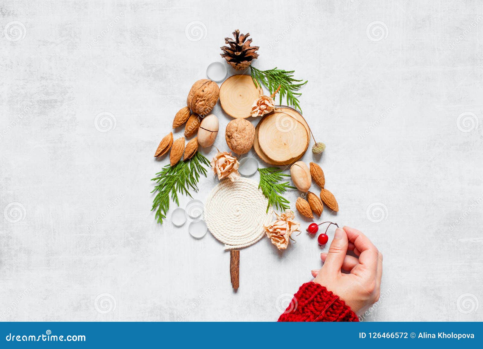 Festive Christmas Tree Made of Natural Elements Stock Photo - Image of ...