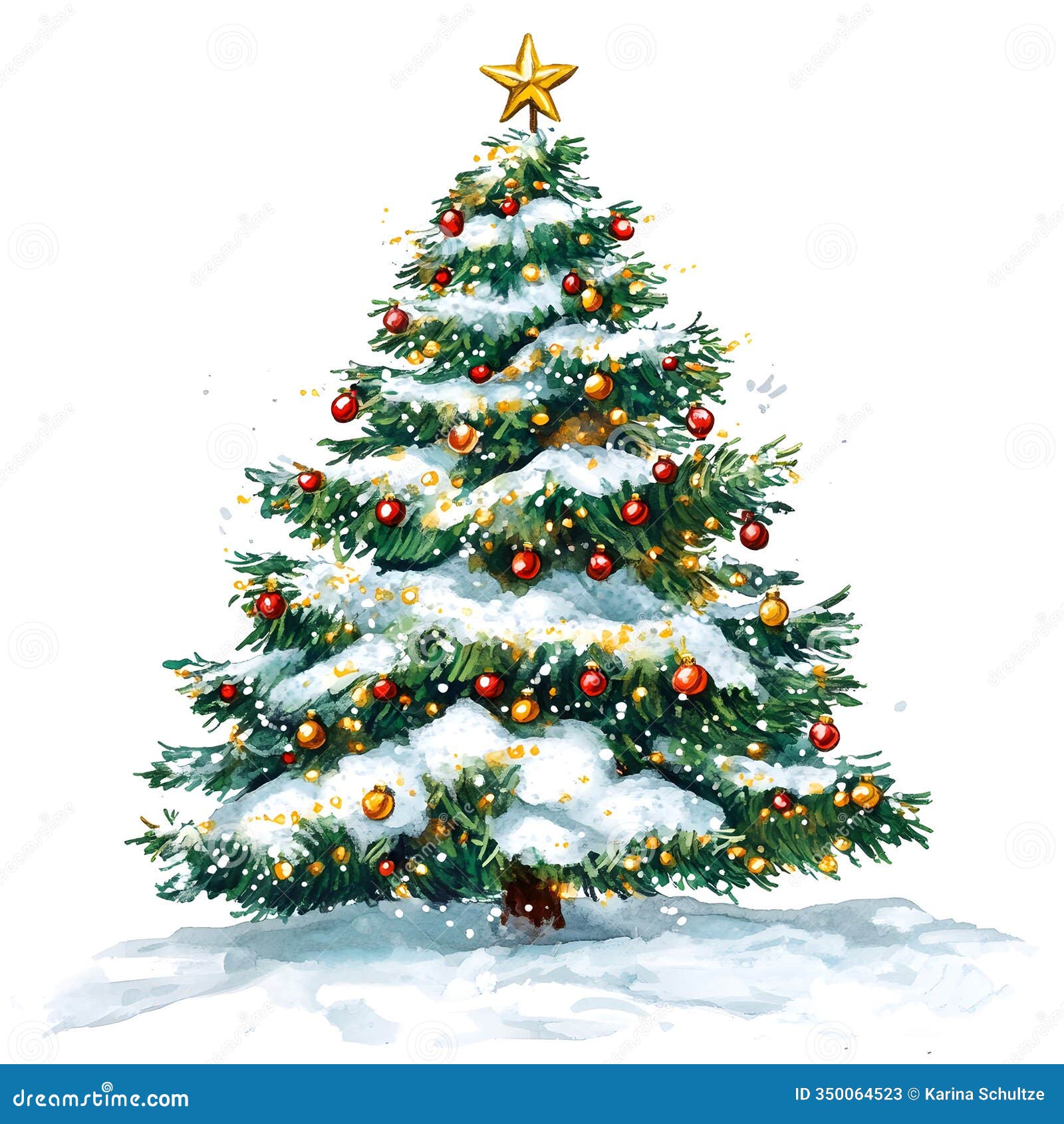 Festive Christmas Tree on White Background Stock Illustration ...