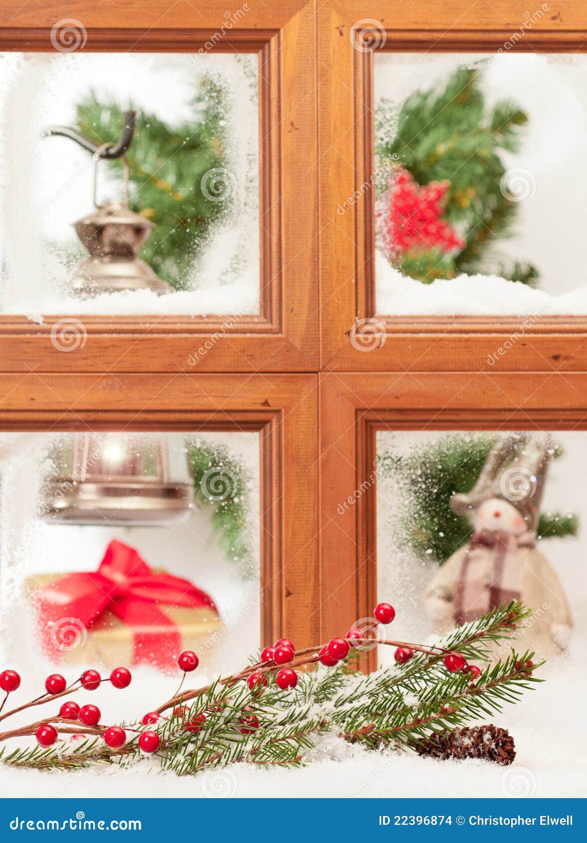 Festive Christmas Window stock photo. Image of decoration - 22396874