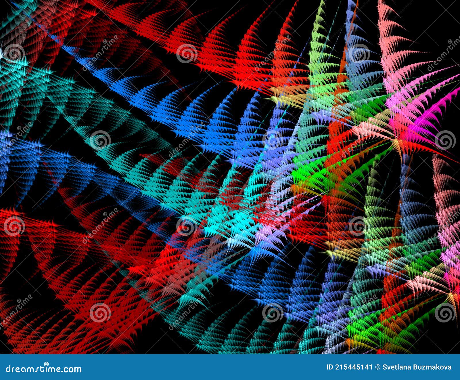 Festive Colorful Abstract Fractal Rhythmic Background. Sharp, Elongated ...
