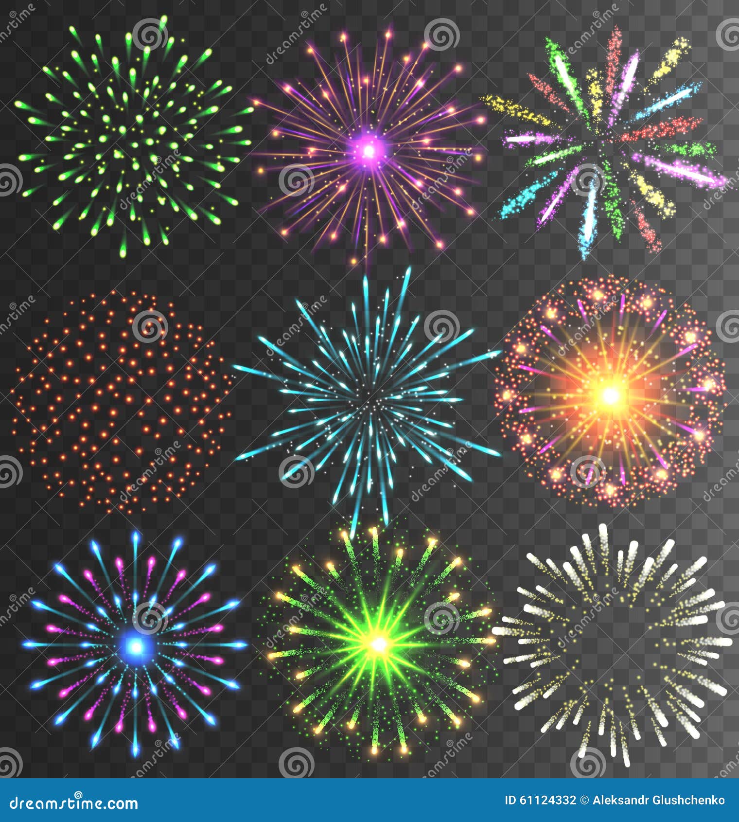 Firework Salute Magic Light Effect Stars Burst Isolated On Trans Vector ...
