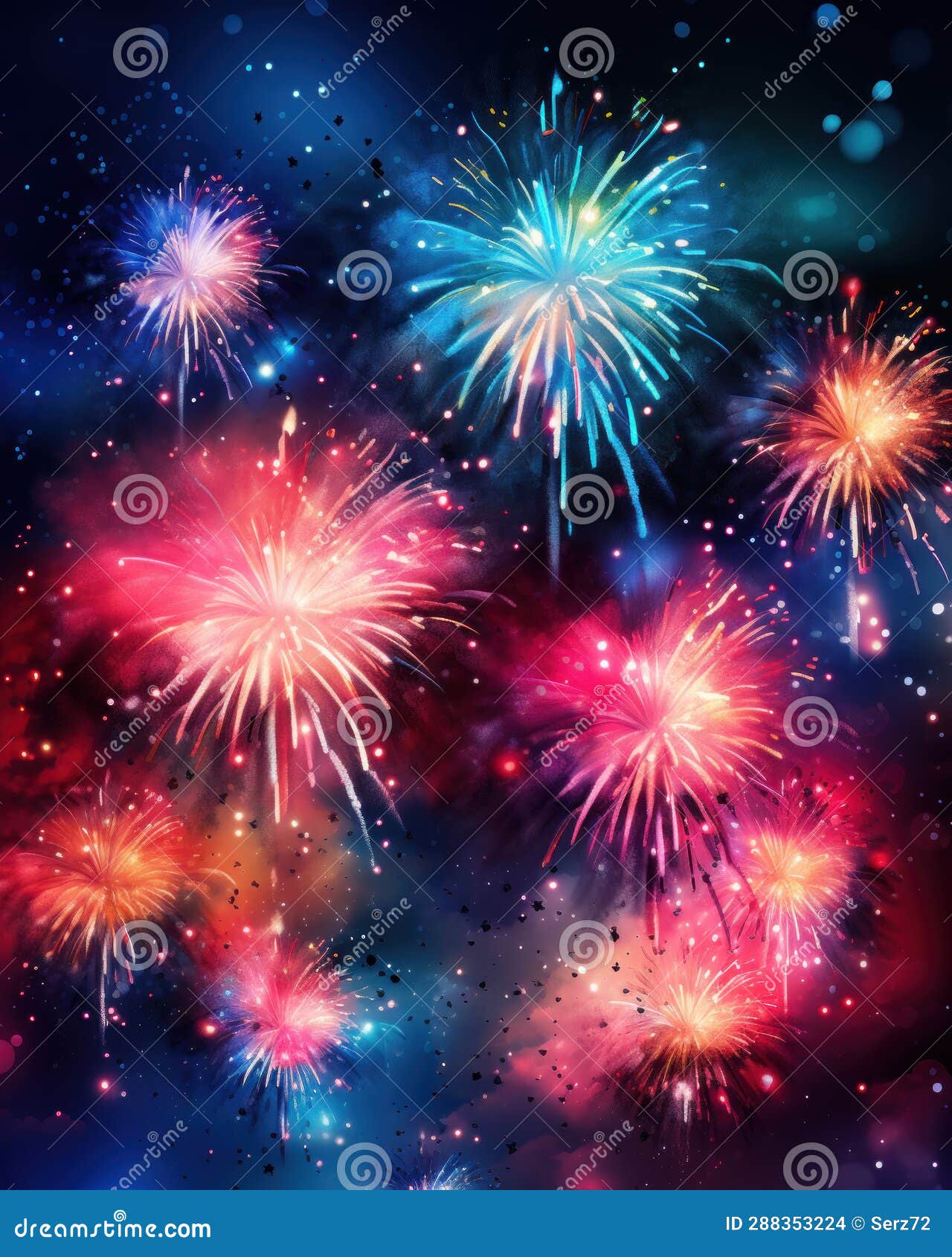 Festive colorful fireworks stock photo. Image of pyrotechnics - 288353224