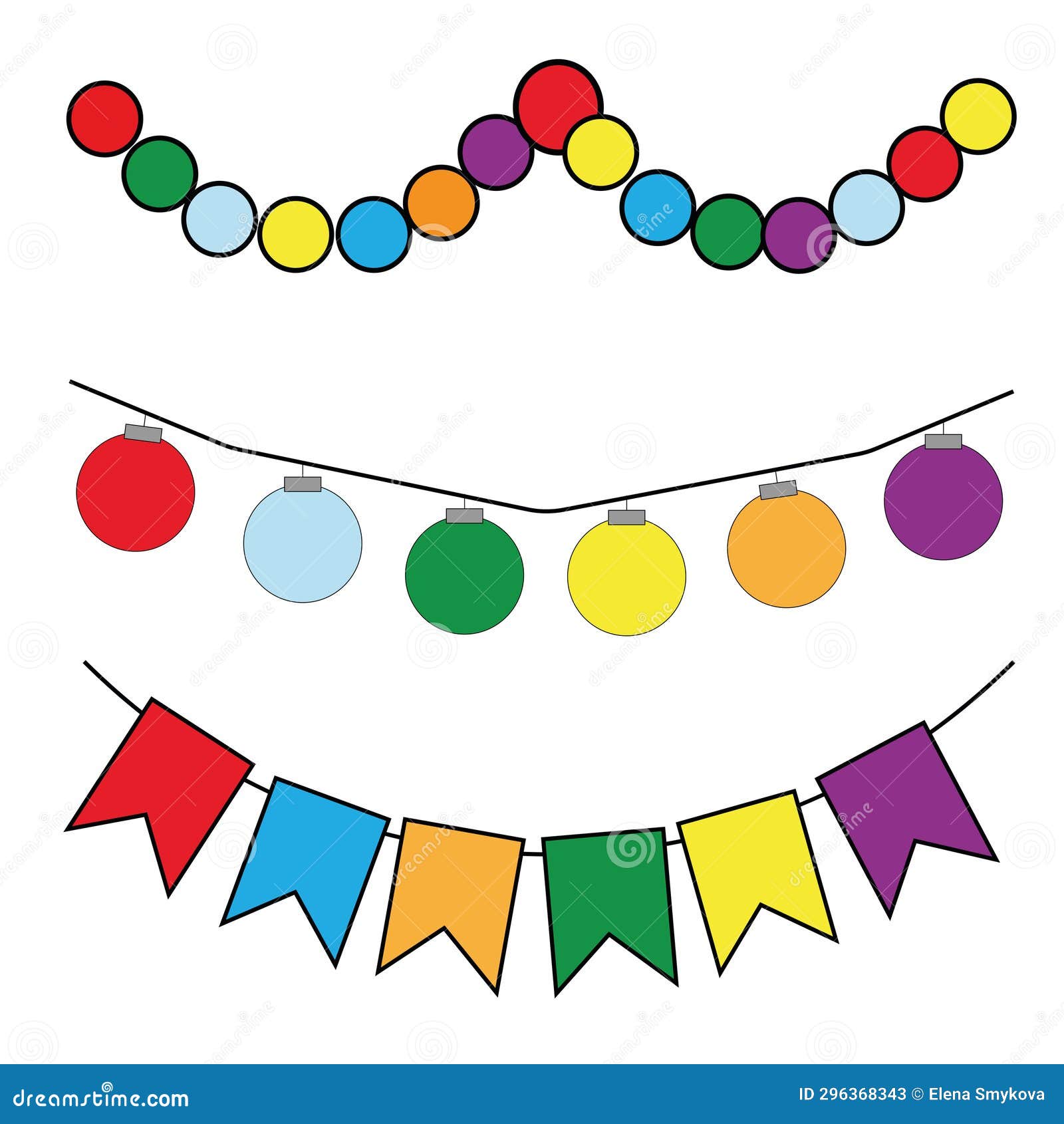 Festive Colorful Flags and Garlands. Design Element of Postcards ...