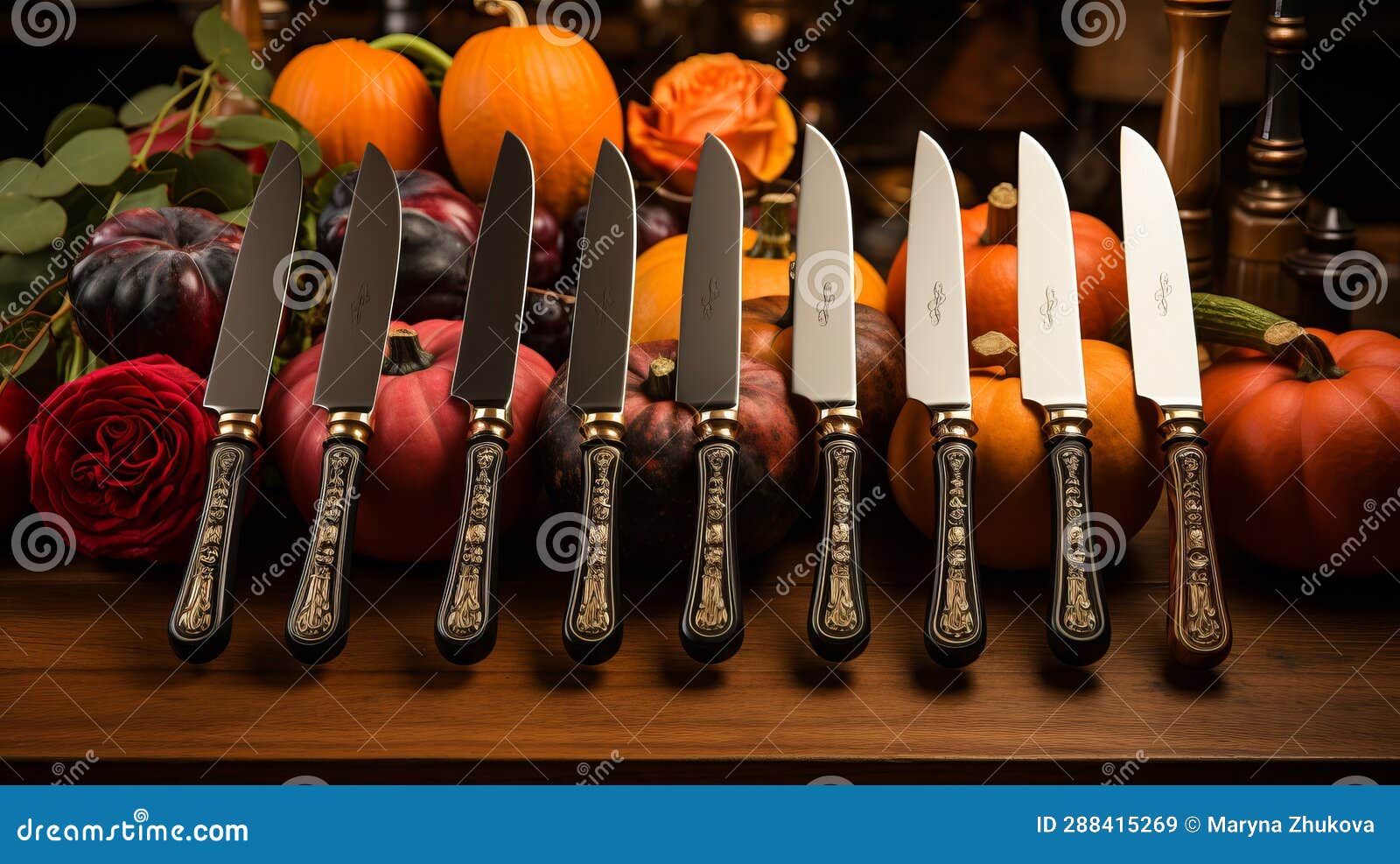 Festive Cutlery on the Table with Flowers and Decorative Elements Stock ...