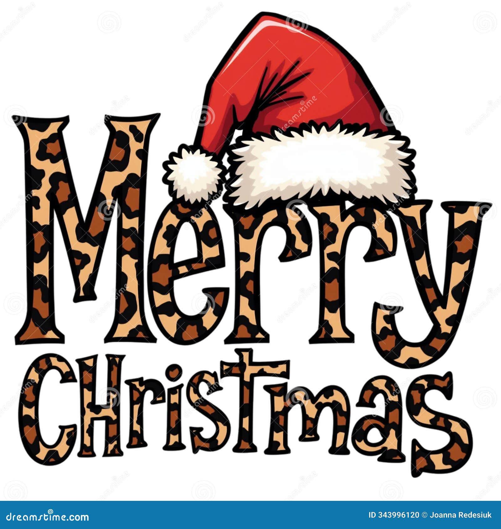 A Festive Design Features the Words "Merry Christmas" in Leopard Print ...