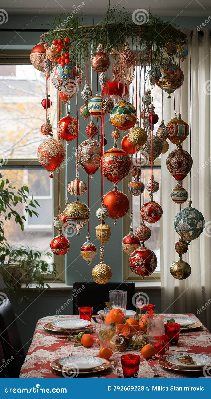 Festive Dining Delight: Beautiful Christmas Decorations Above the Table ...