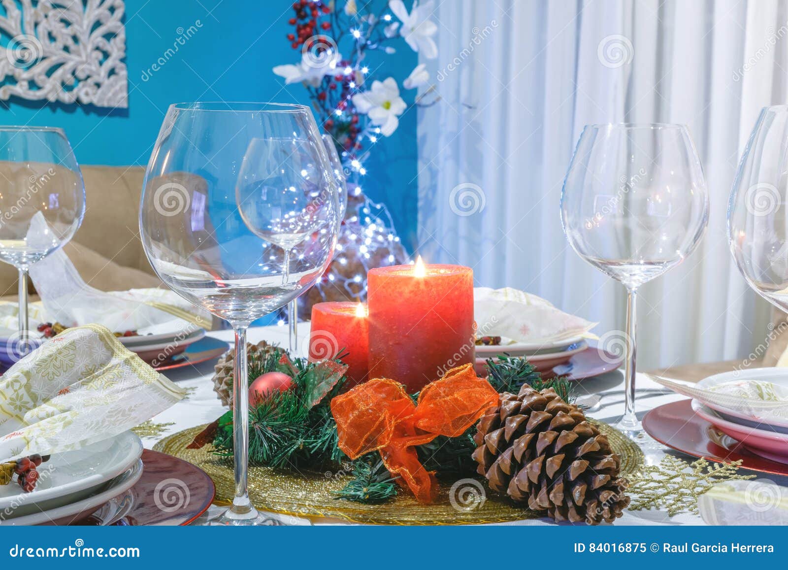 Festive Dinner Setting for the Holidays Stock Image - Image of colorful ...