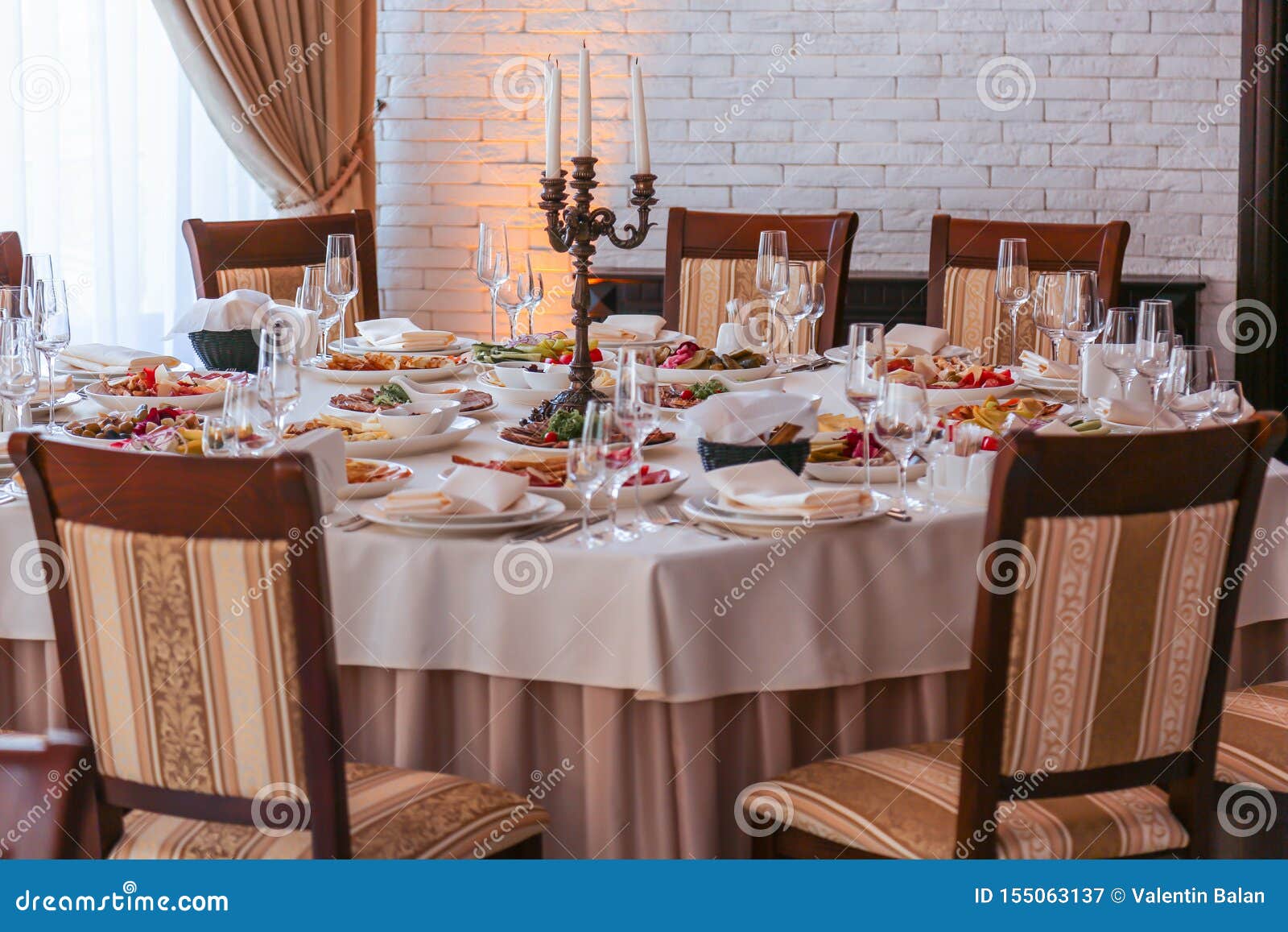 Festive Dinner Table Inside a Restaurant Stock Image - Image of ...