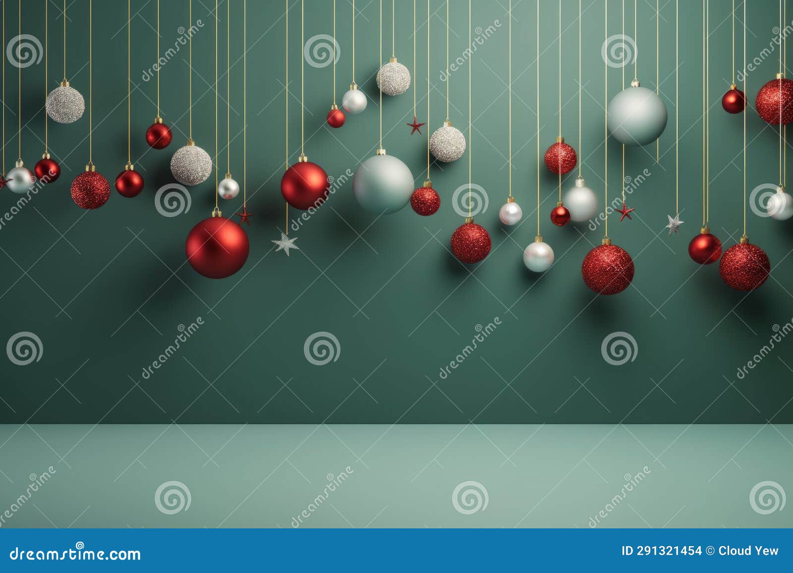 Group of Christmas Ornaments Hanging from Strings Stock Illustration ...