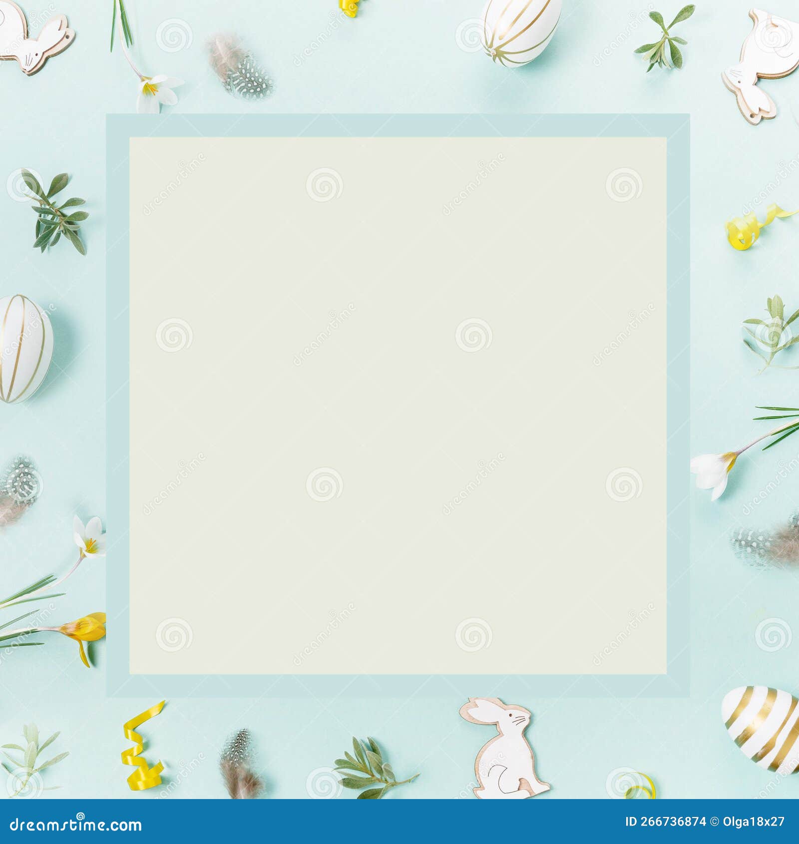 Festive Easter Border, Frame from Easter Eggs and Spring Flower Crocus ...