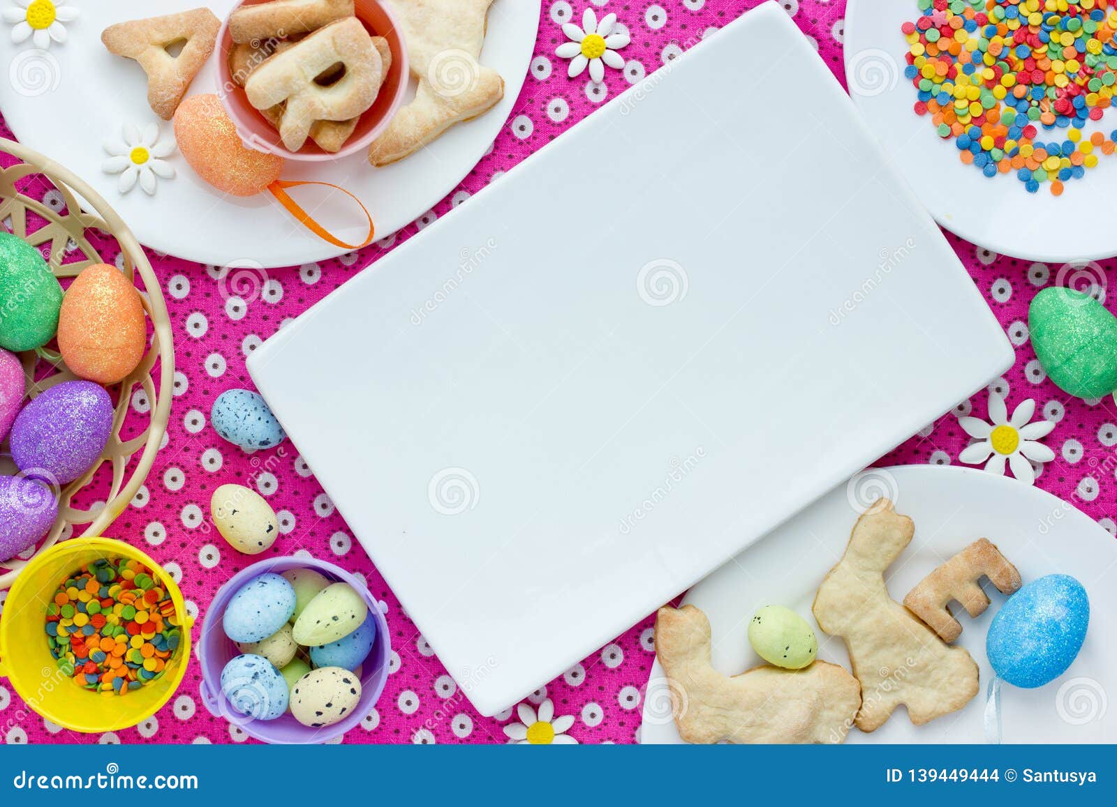 Festive Easter Dinner Table with with Traditional Easter Treats Stock ...