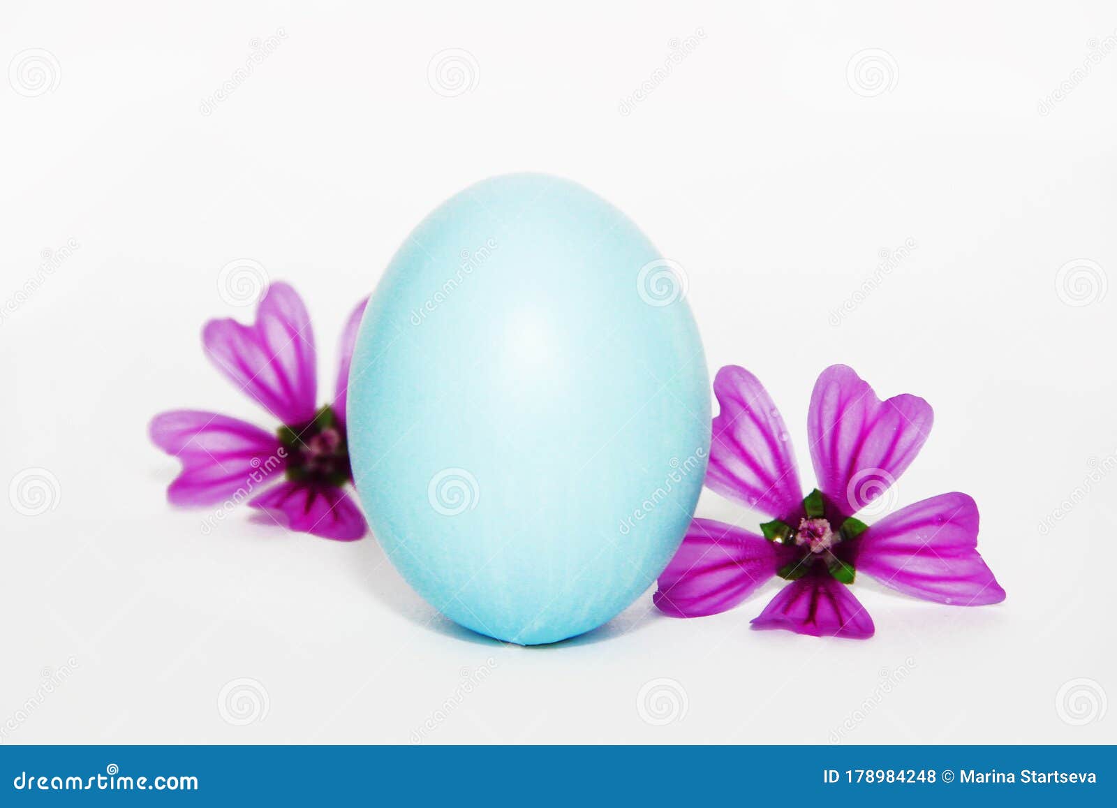 Festive Easter Egg Light Blue and Pink Flowers Stock Photo - Image of ...