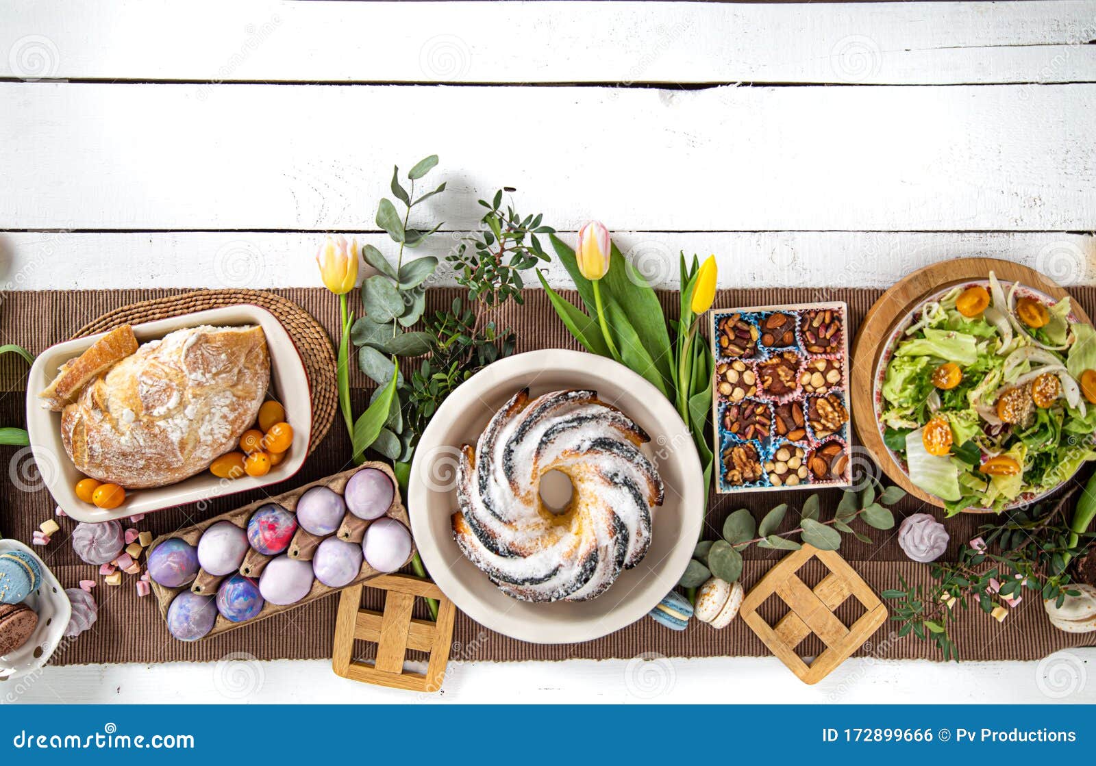 For a Festive Easter Table Served with Food Stock Photo - Image of ...
