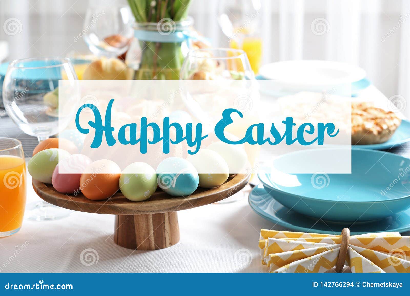 Festive Easter Table Setting with Traditional Meal Stock Photo - Image ...