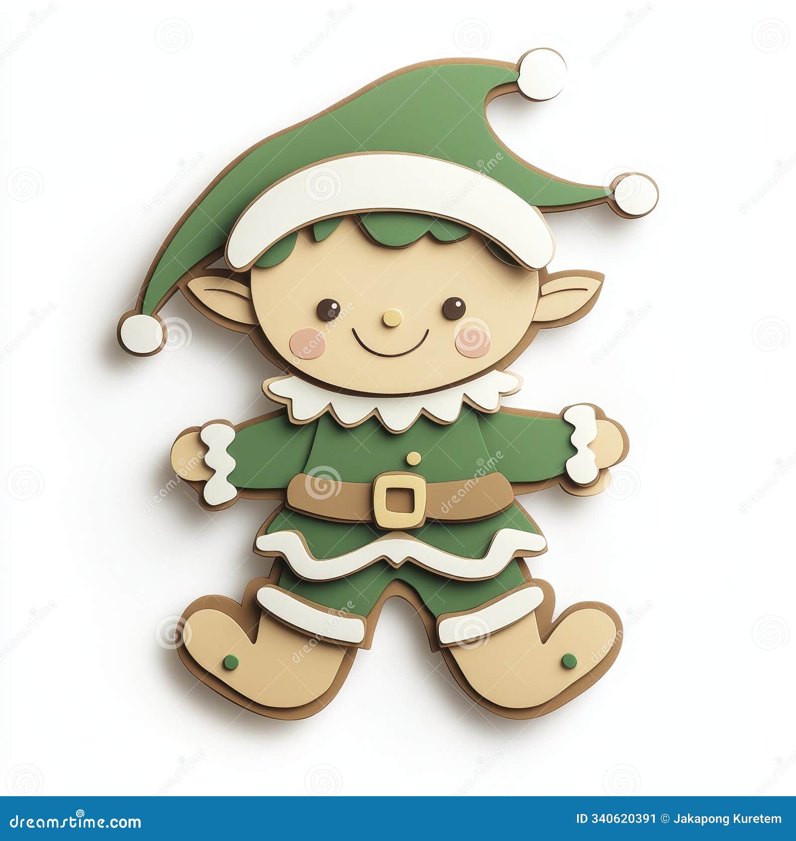 Festive Elf Shaped Cookie with Colorful Icing on White Background Stock ...